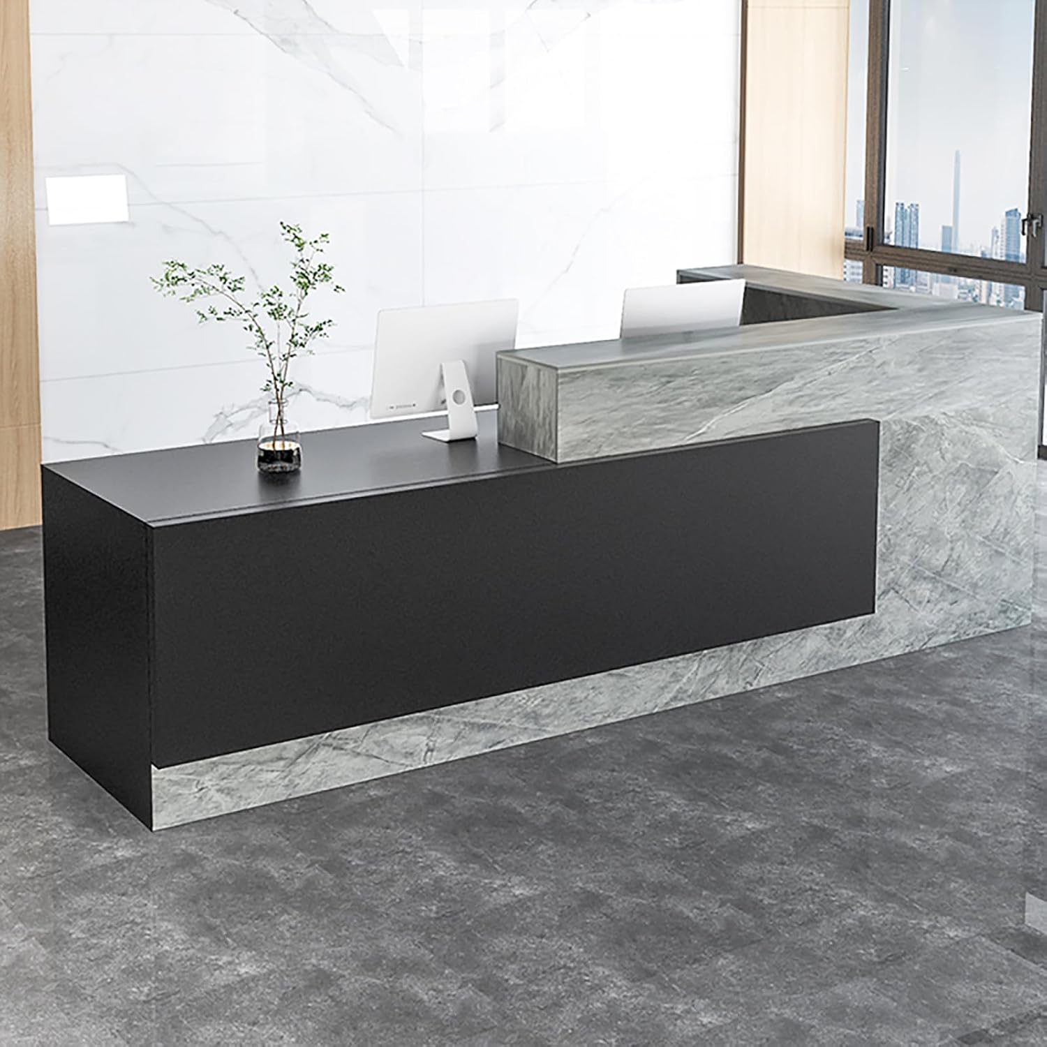 Amazon.com: HYSOND Front Counter Desk with Lockable Drawers,Office ...