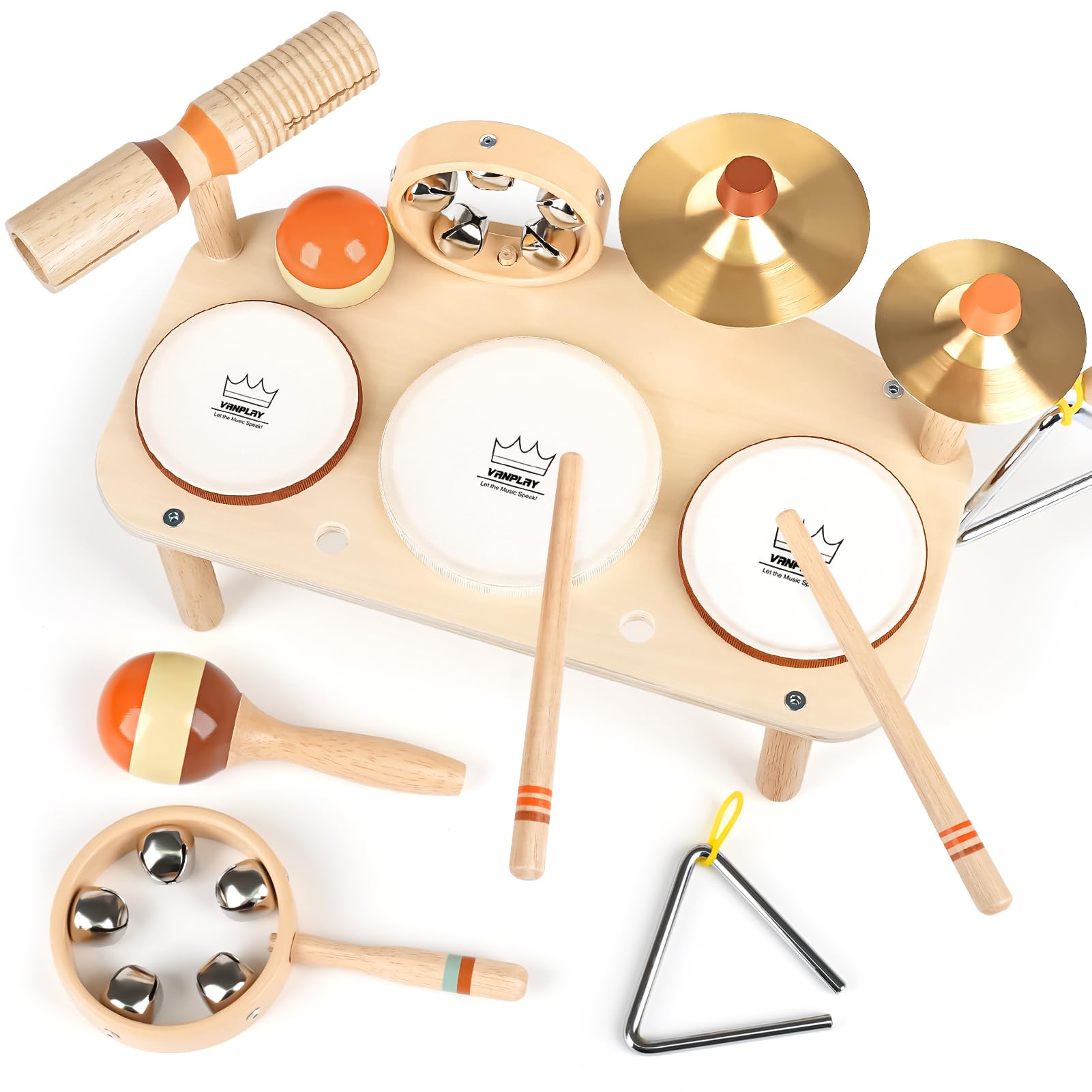 Amazon.com: Drum Set for Toddlers 1-3, Wooden Musical Instruments Toys ...