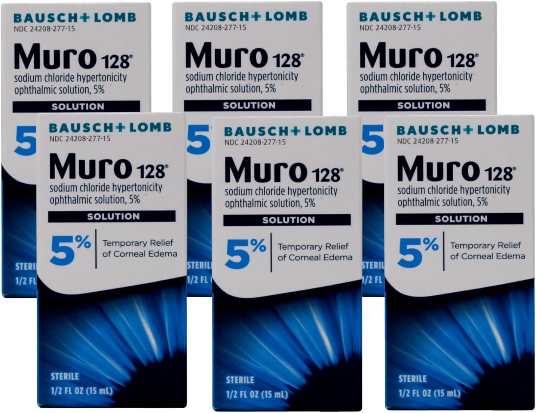 Amazon.com: Bausch & Lomb Muro 128 Solution 5% 15 mL (Pack of 6 ...