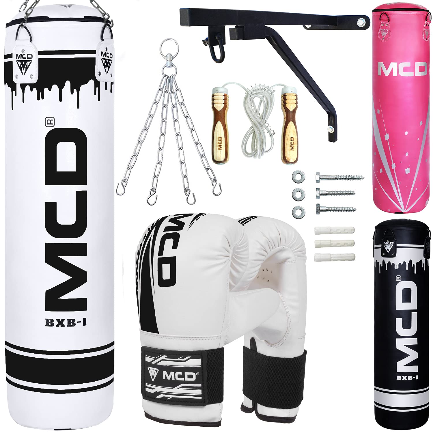 Buy MCD Boxing Punch Bag Set 5ft 4ft Unfilled with Muay Thai Gloves and ...