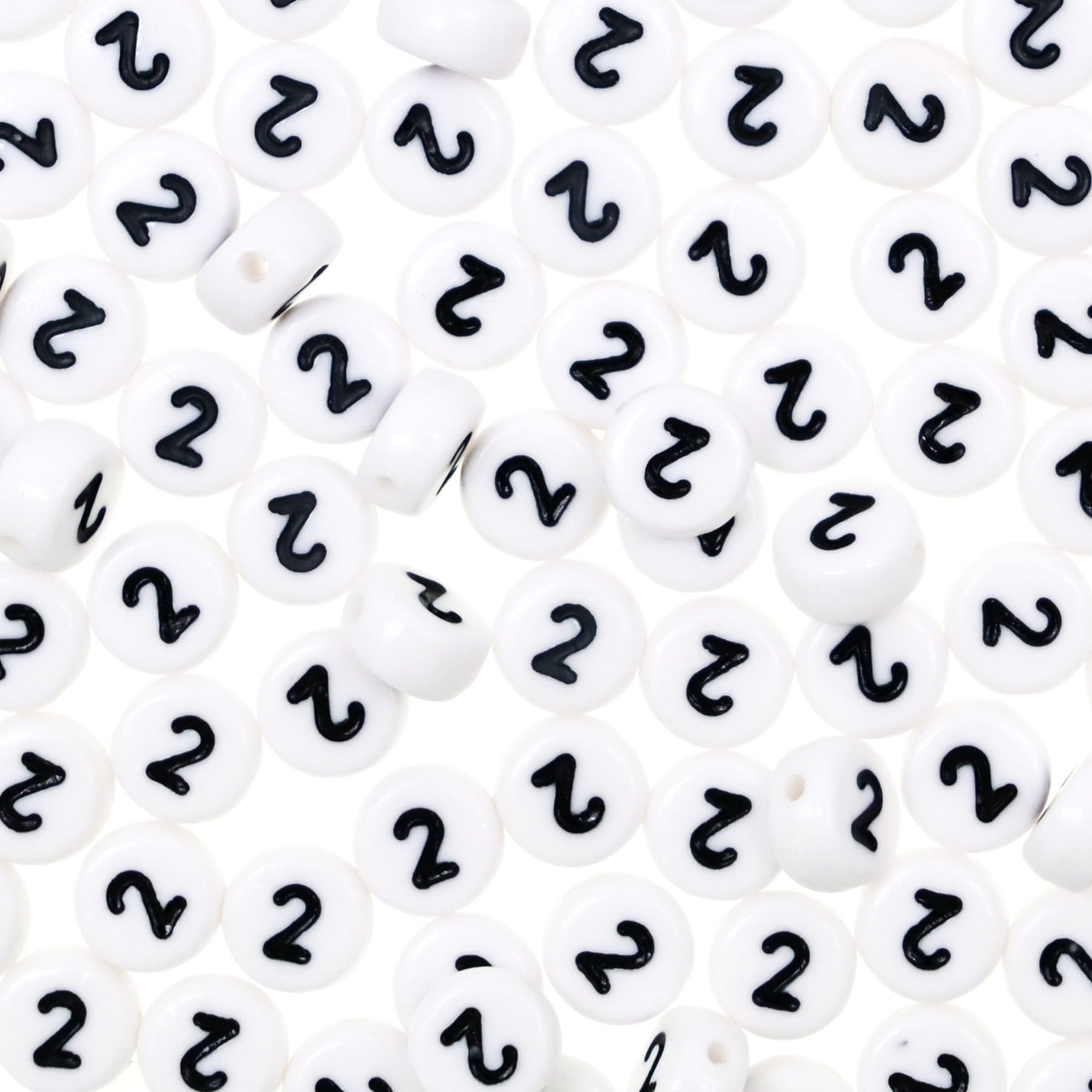 Amazon.com: Yiizzxin 200Pcs White Number 2 Beads for Bracelets,Acrylic ...