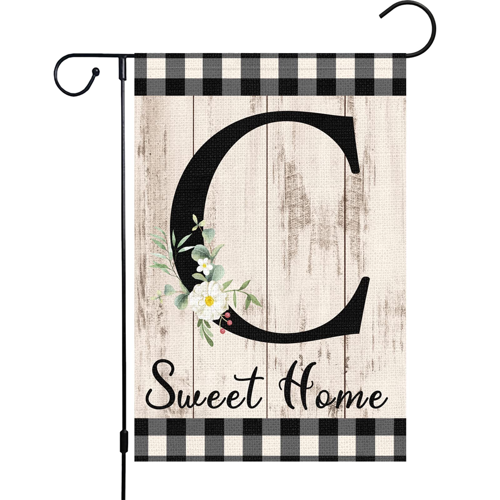 Amazon.com : Monogram Letter C Initial Garden Flag 12x18 Double Sided ...