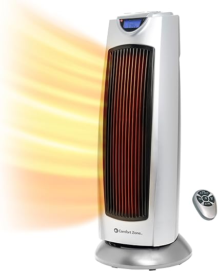Amazon.com: Comfort Zone 1500W Oscillating Ceramic Tower Space Heater ...