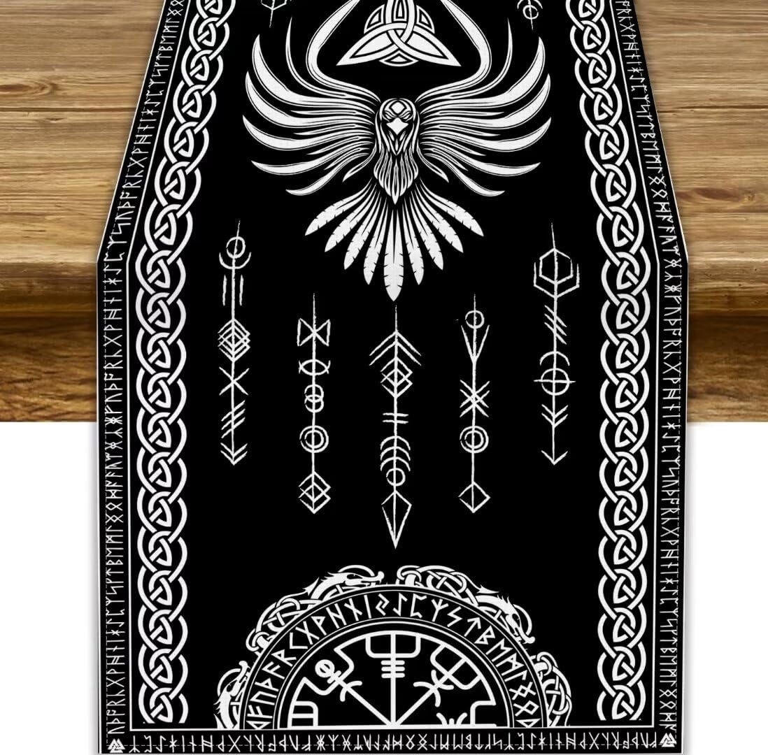 Amazon.com: JanJCurt Black Viking Table Runner, Ancient Mythical Animal ...