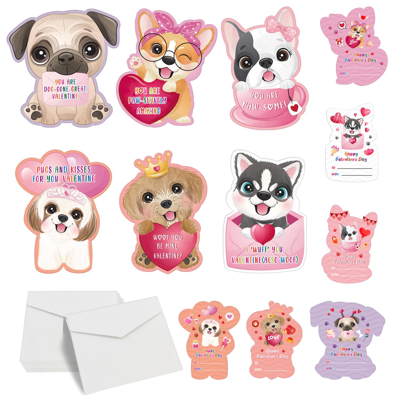 Amazon.com : JUESMOS Dog Valentines Day Cards for Kids Classroom 30PCS ...