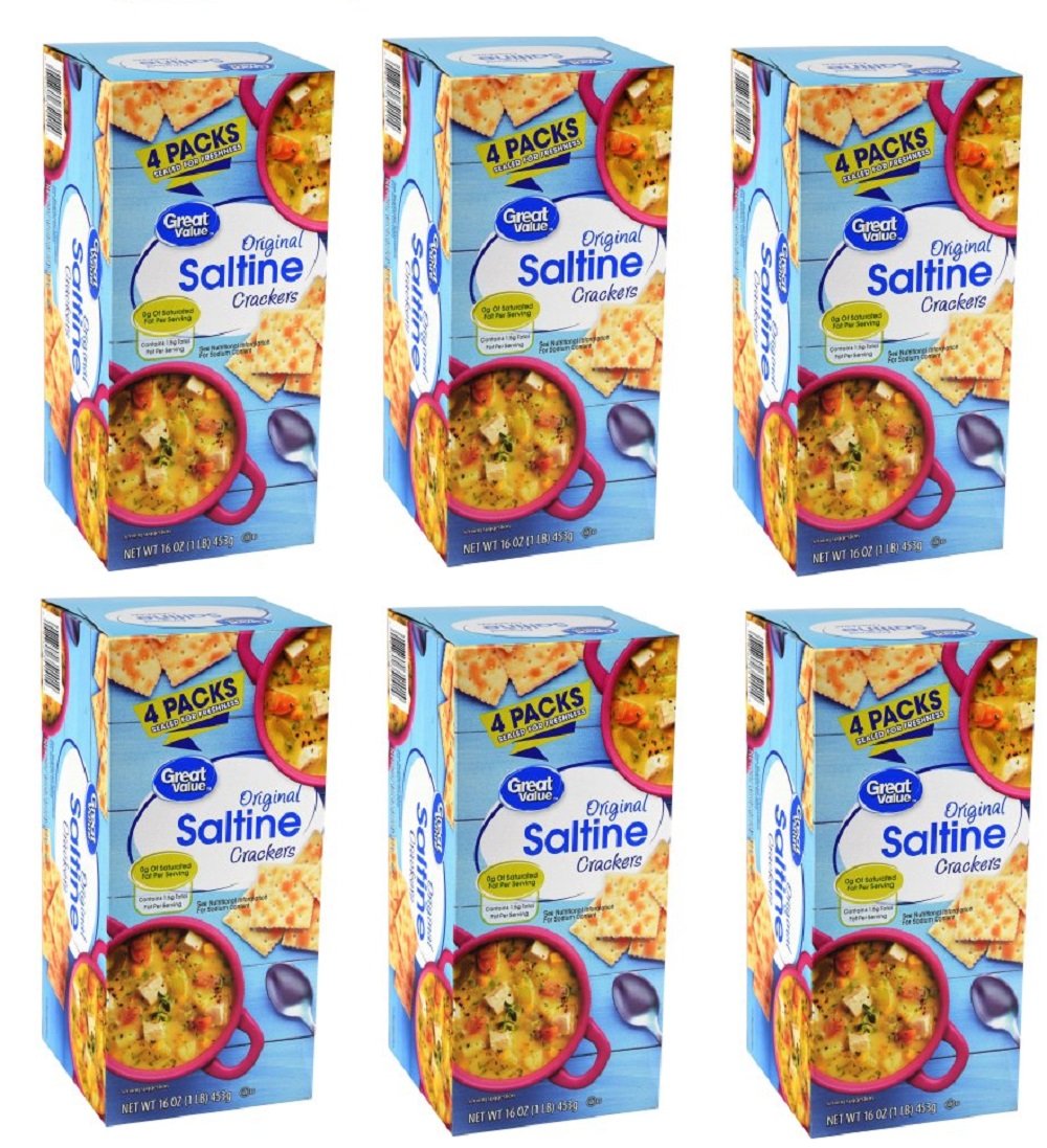 Amazon.com: Pack of 6 - Great Value Original Saltine Crackers, 4 Count ...