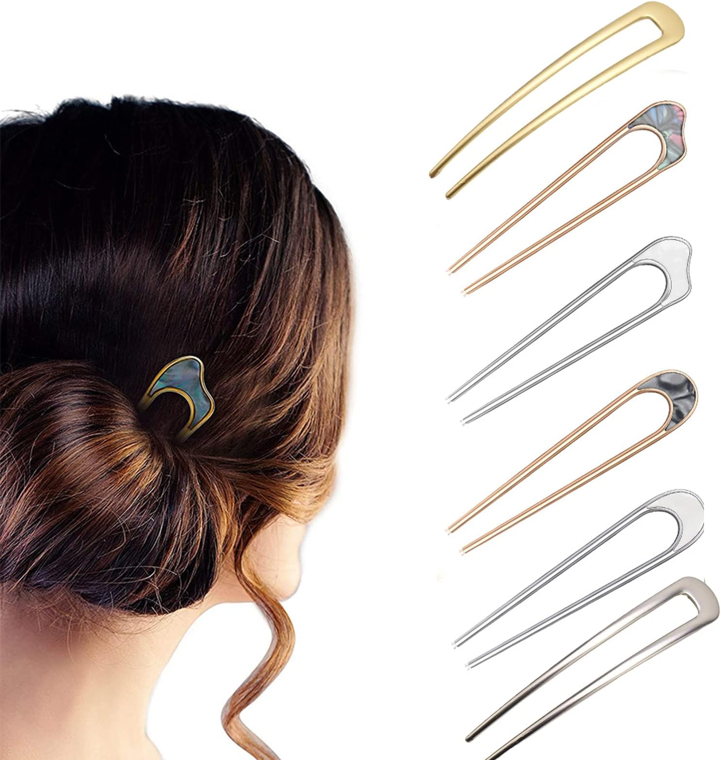 Amazon.com : 2Pcs French Pins Hair for Coiffure, 5.5 Inch Metal U ...