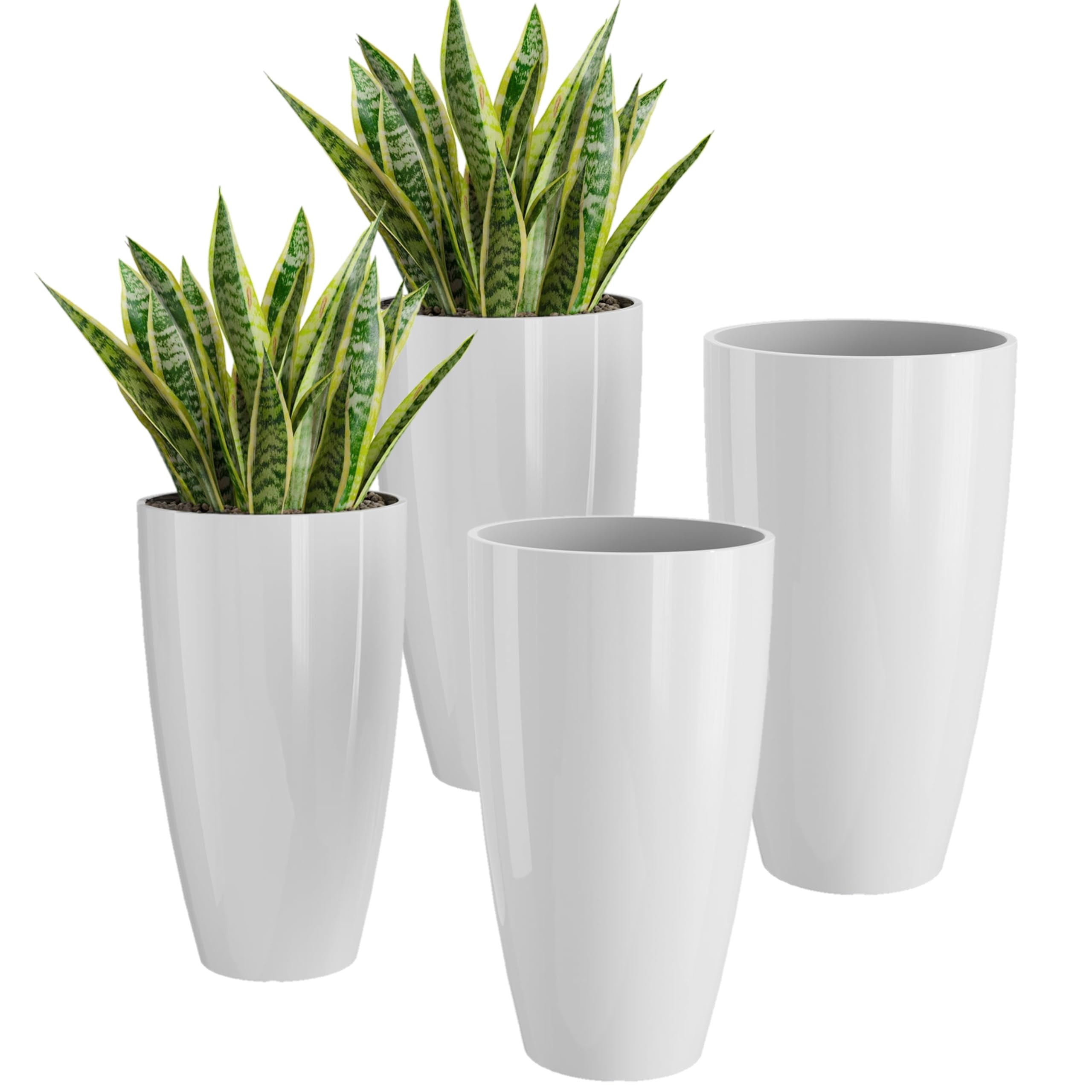 Rukonza Pack of 4 Fiber Tower Planter - 14 Inch Tall Fiber Tower Pot ...