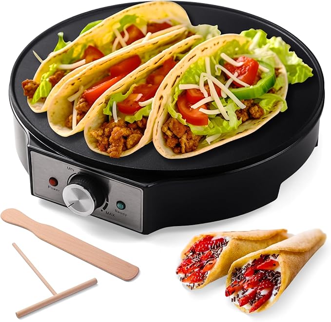 Amazon.com: UVFAST Electric Crepe Maker 12'' & Griddle - Non-Stick Pan ...