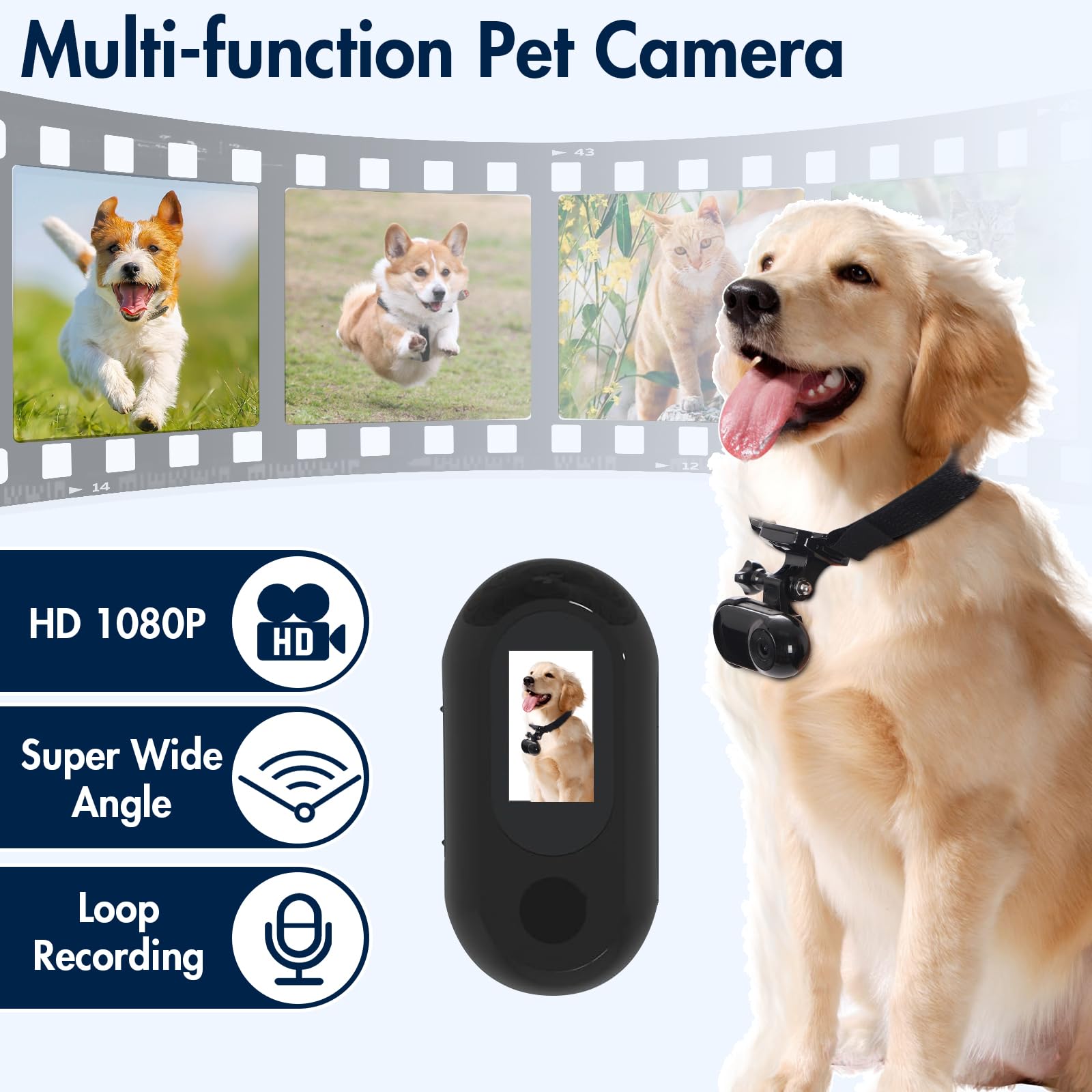 omzer Cat Camera Collar - HD 1080P Home Wireless Pet Cameras - Mini ...