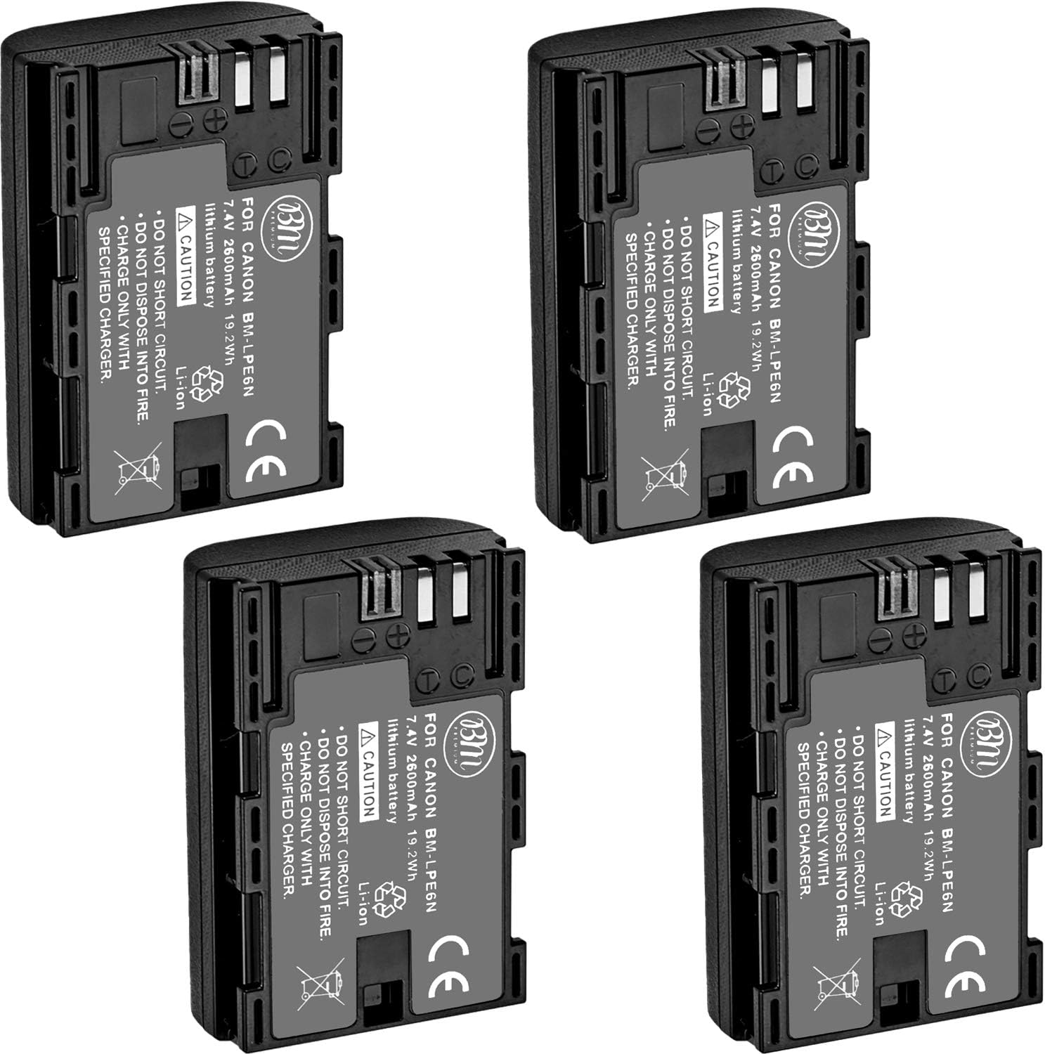 Amazon.com : BM Premium 4 Pack of LP-E6N High Capacity Batteries for ...