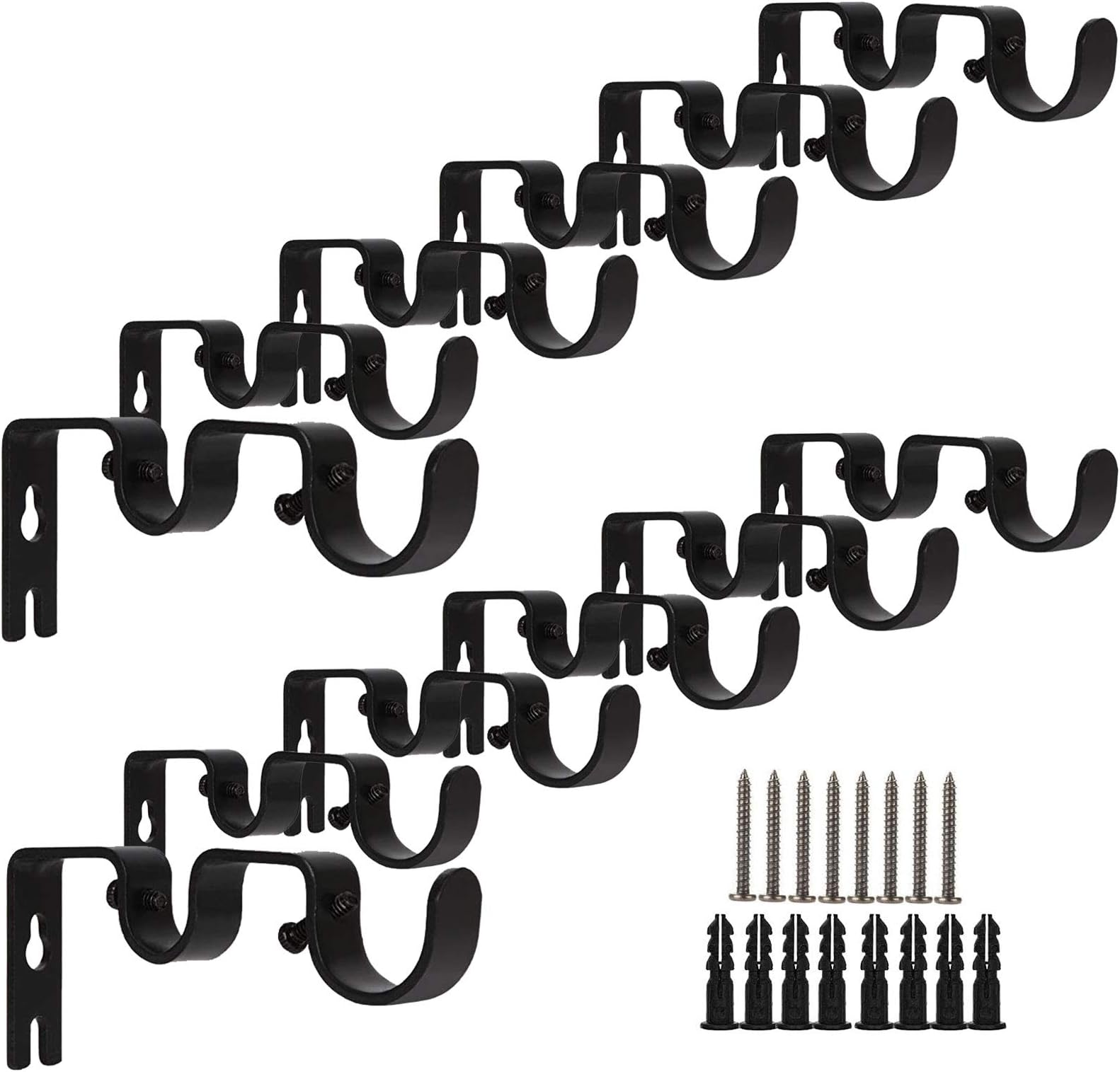 Amazon.com: YOUNTHYE 12 PCS Double Curtain Rod Brackets, Heavy Duty ...