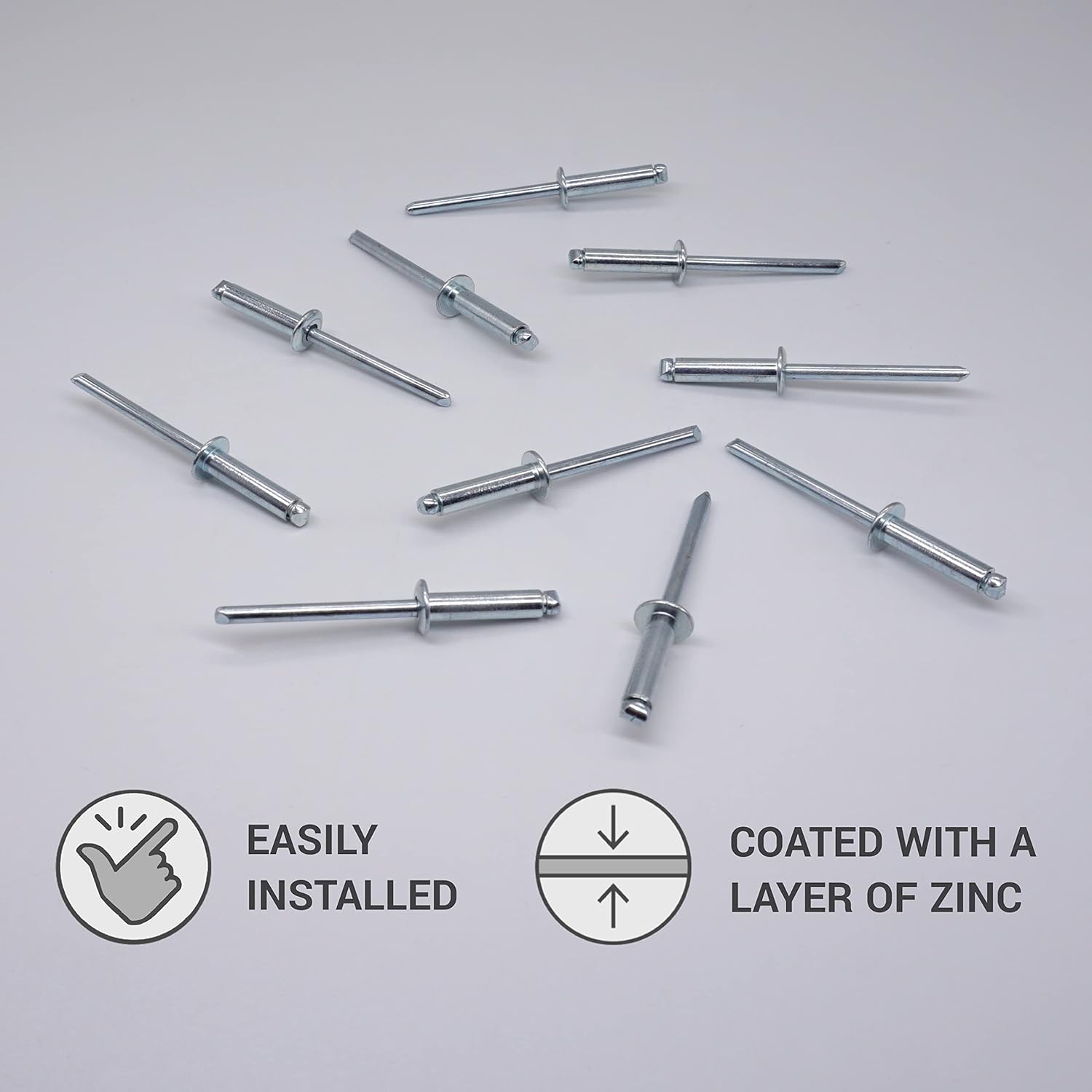 (Pack of 100 pcs) Blind Rivets 4.8 x 18 mm, Open Dome Head, Pop Rivets ...