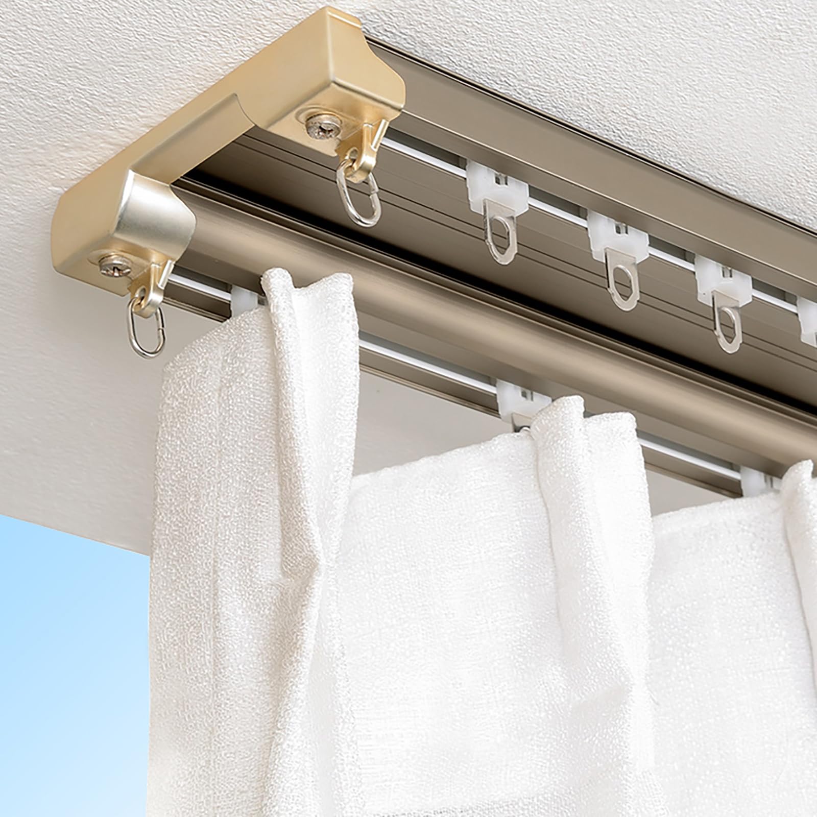 Buy 3.3ft-19.7ft Double Curtains Track Luxury Heavy Conjoined Curtains ...