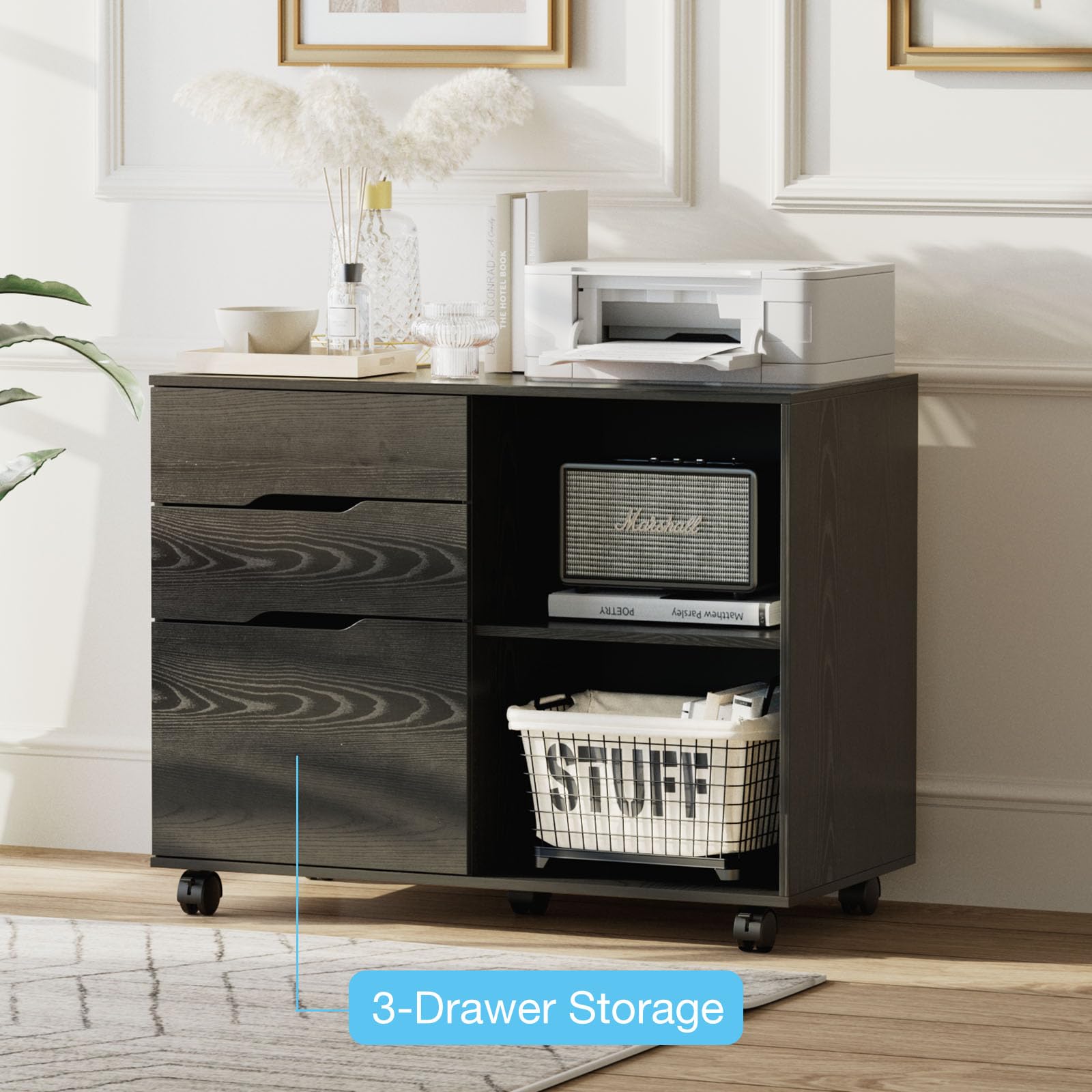 Snapklik.com : OLIXIS 3 Drawer File Cabinet Mobile Lateral Printer Stand