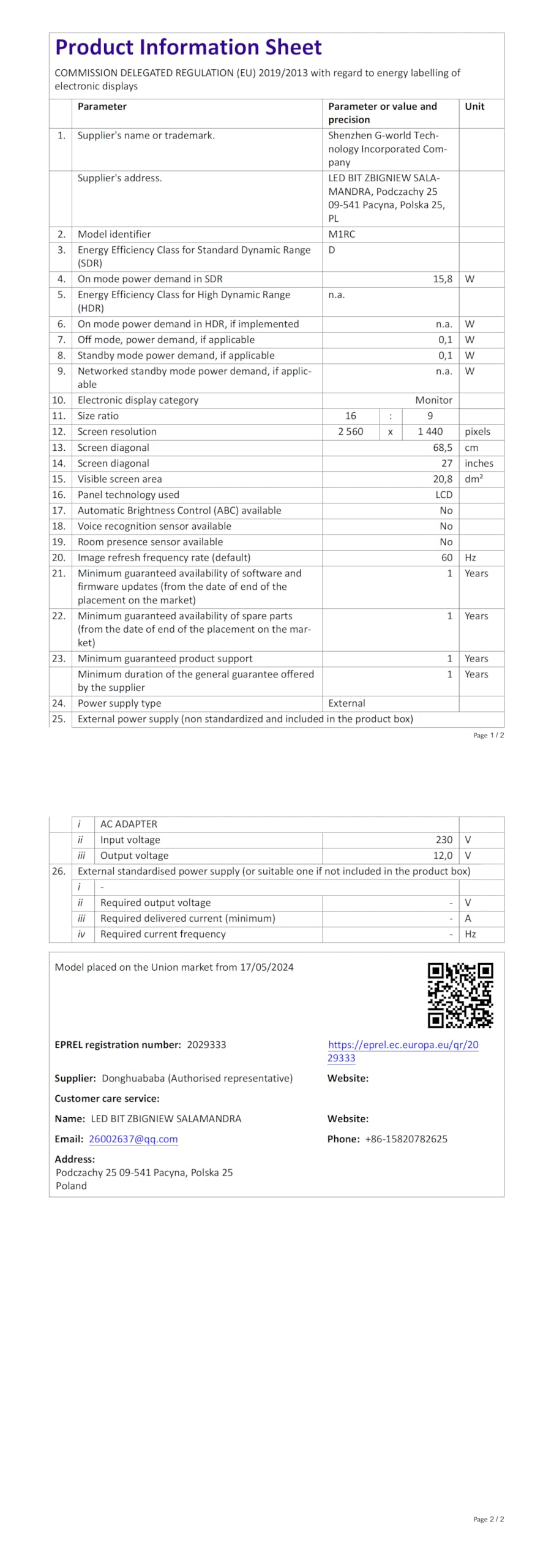 Gawfolk 27-inch IPS PC Screen, 2K WQHD (2560×1440P), 144Hz Gaming ...