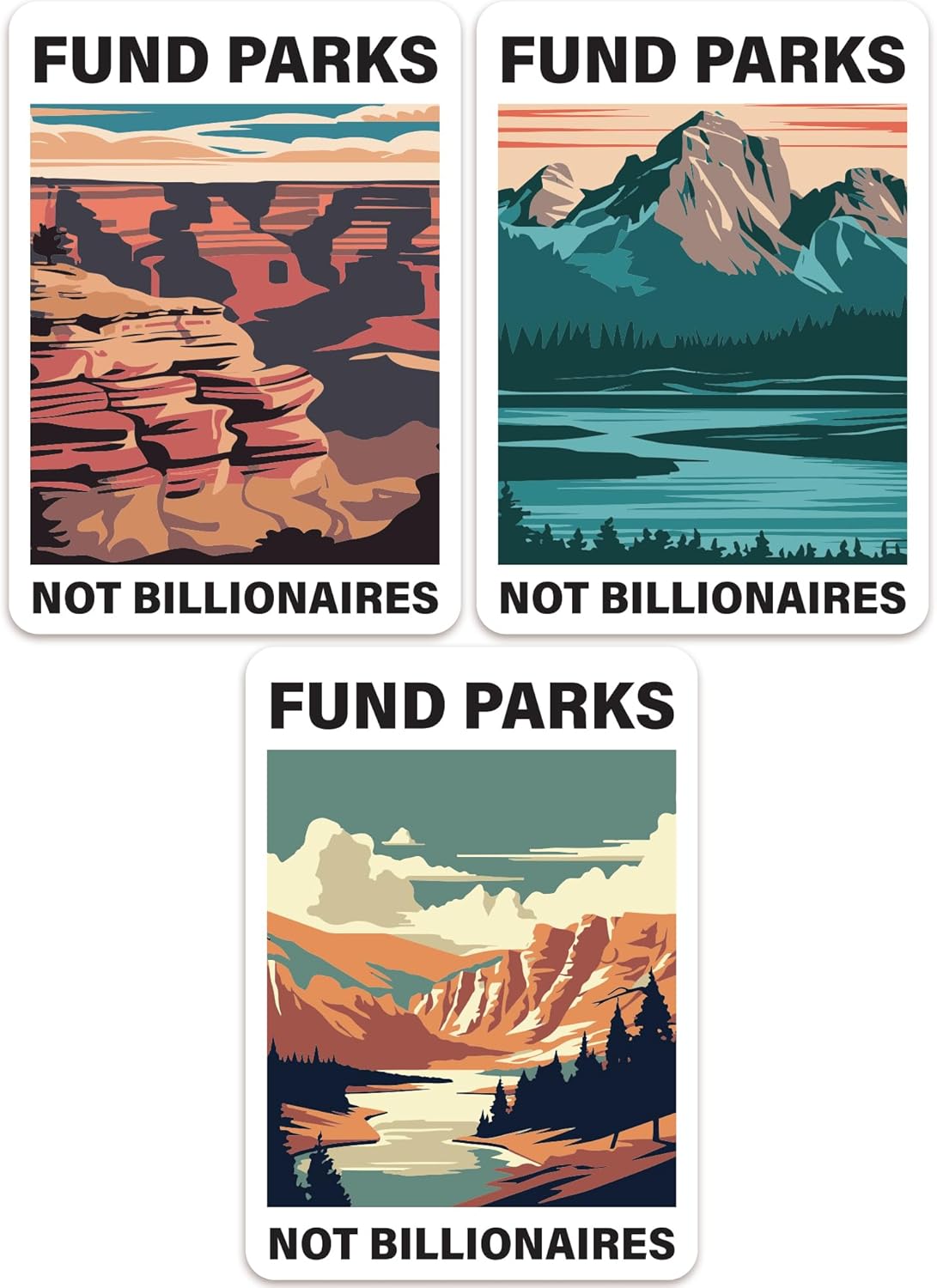 Amazon.com: Funny National Park Stickers Set of 3, Fund Parks Not ...