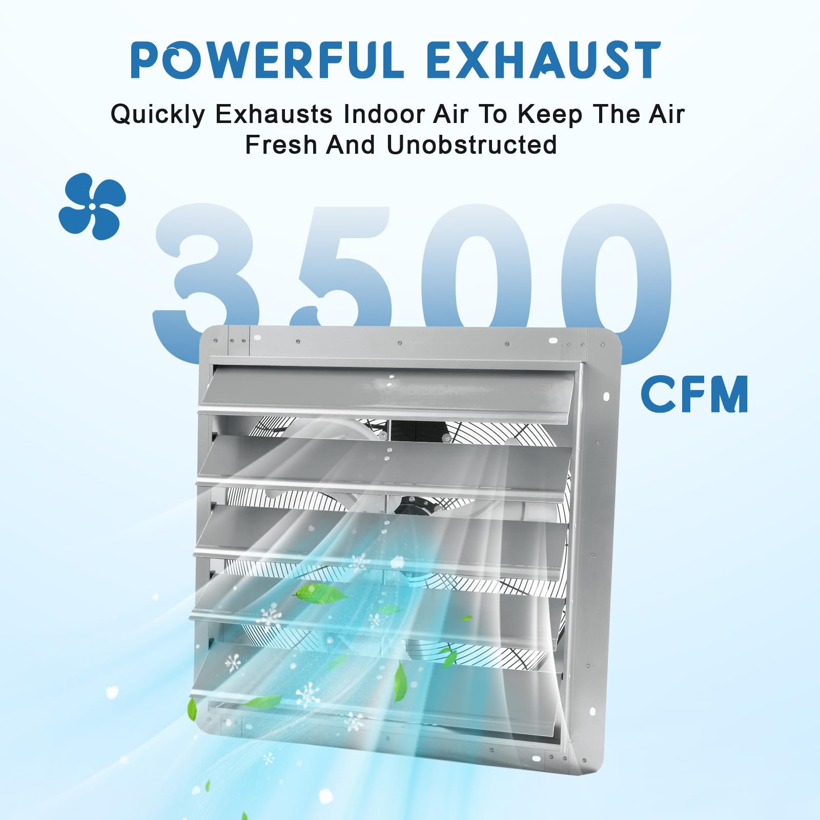 Snapklik.com : Shutter Exhaust Fan, 24" Aluminum Wall Mounted Shutter ...