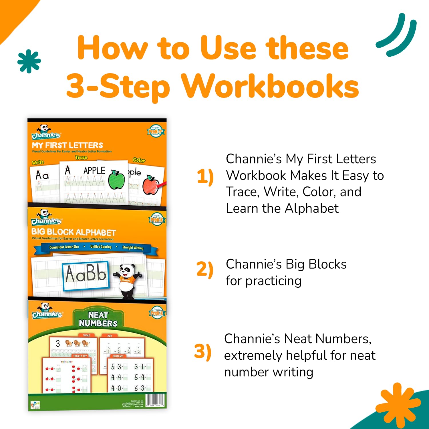 Snapklik.com : Channies PreK Kindergarten Handwriting Visual Alphabets & Numbers Learning ...