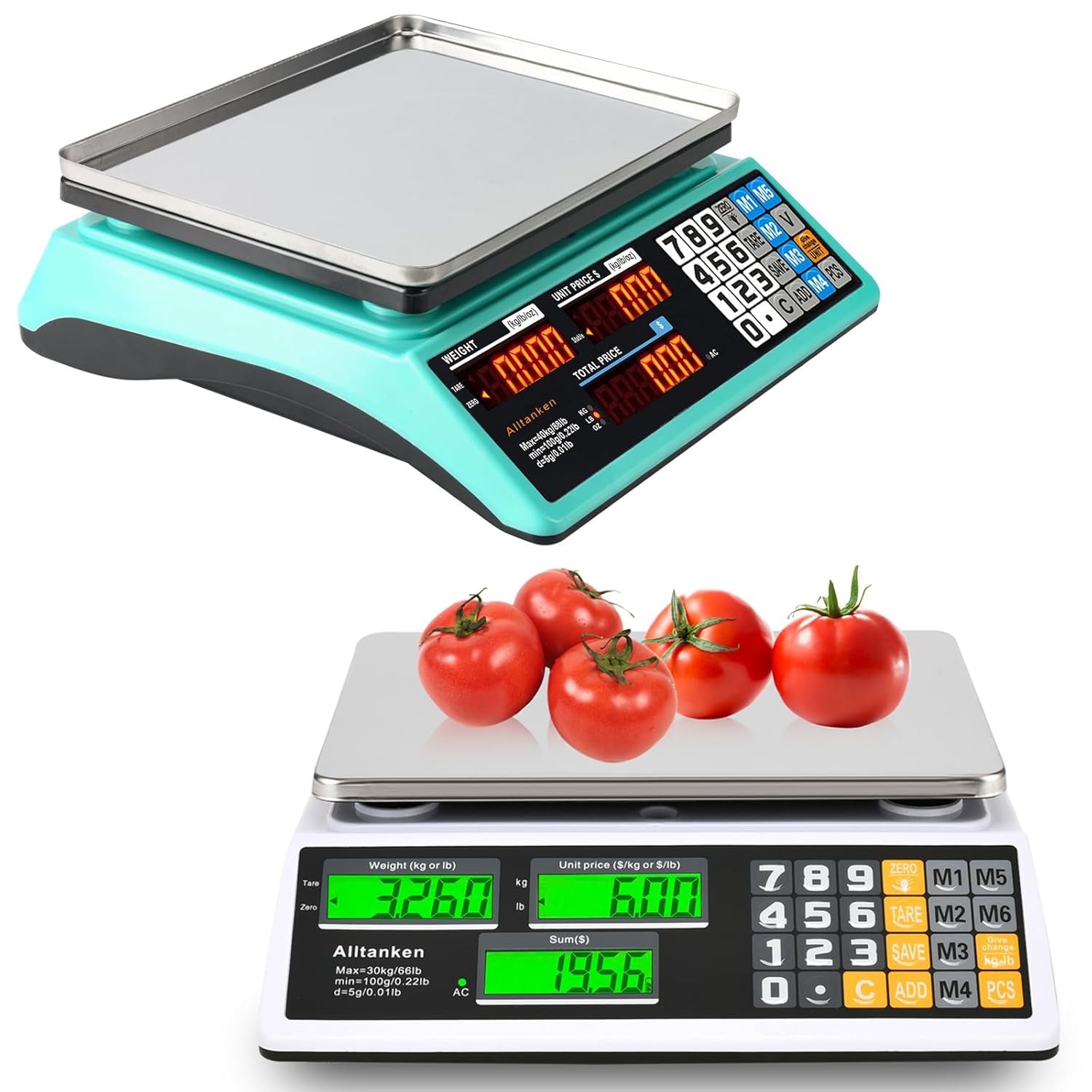 Amazon.com: 88lb & 66lb Commercial Food Scale with Price Calculator ...