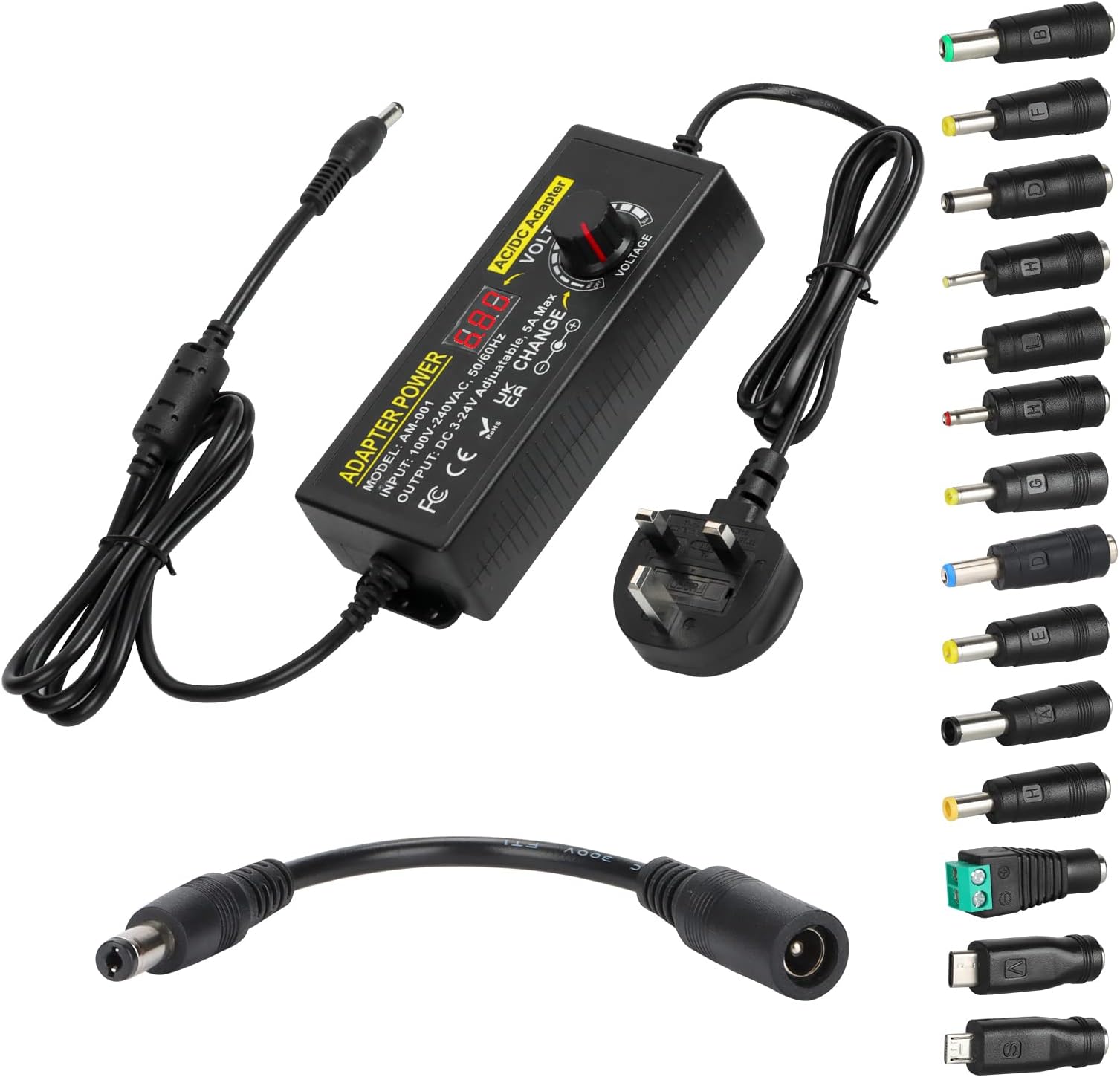 3V~24V 5A 120W Adjustable Power Supply Adapter,DC 3V 5V 6V 9V 12V 15V 18V 19V 20V 24V Universal ...