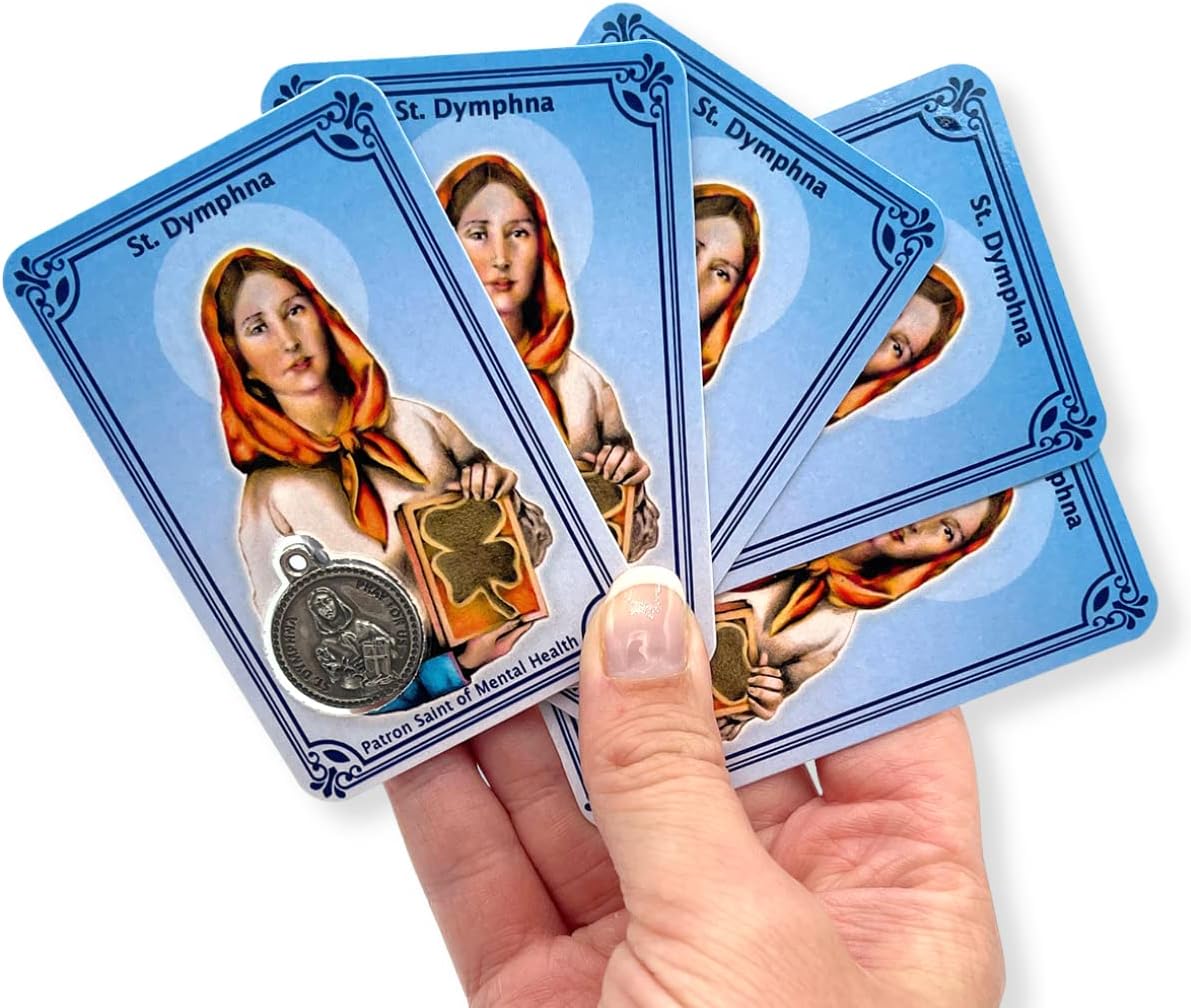 Amazon.com : Bulk Pack of 5 - St Dymphna Catholic Prayer Cards with St ...