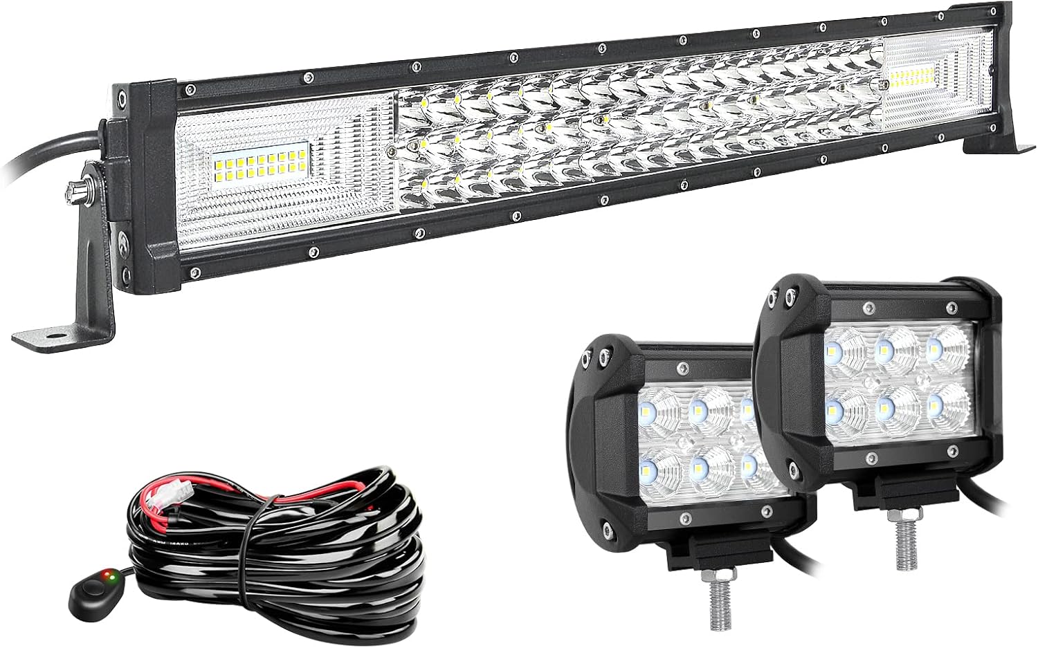 Willpower Barra LED 56cm 22 Pollici 270W + Fari LED 10cm 4 Pollici 18W + Cablaggio 12V 24V ...