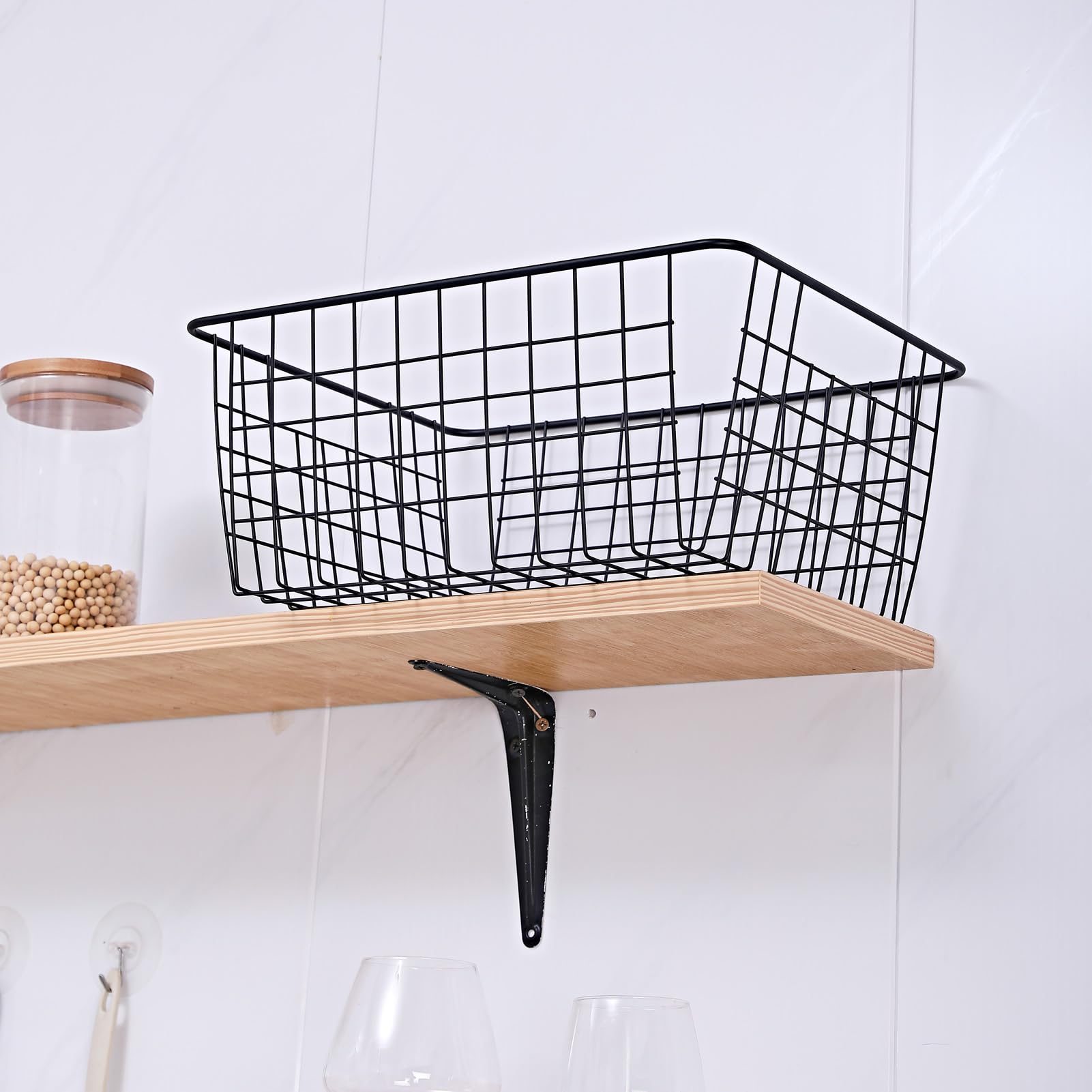 Snapklik.com : 14" Upright Freezer Storage Baskets, Black Wire Storage ...