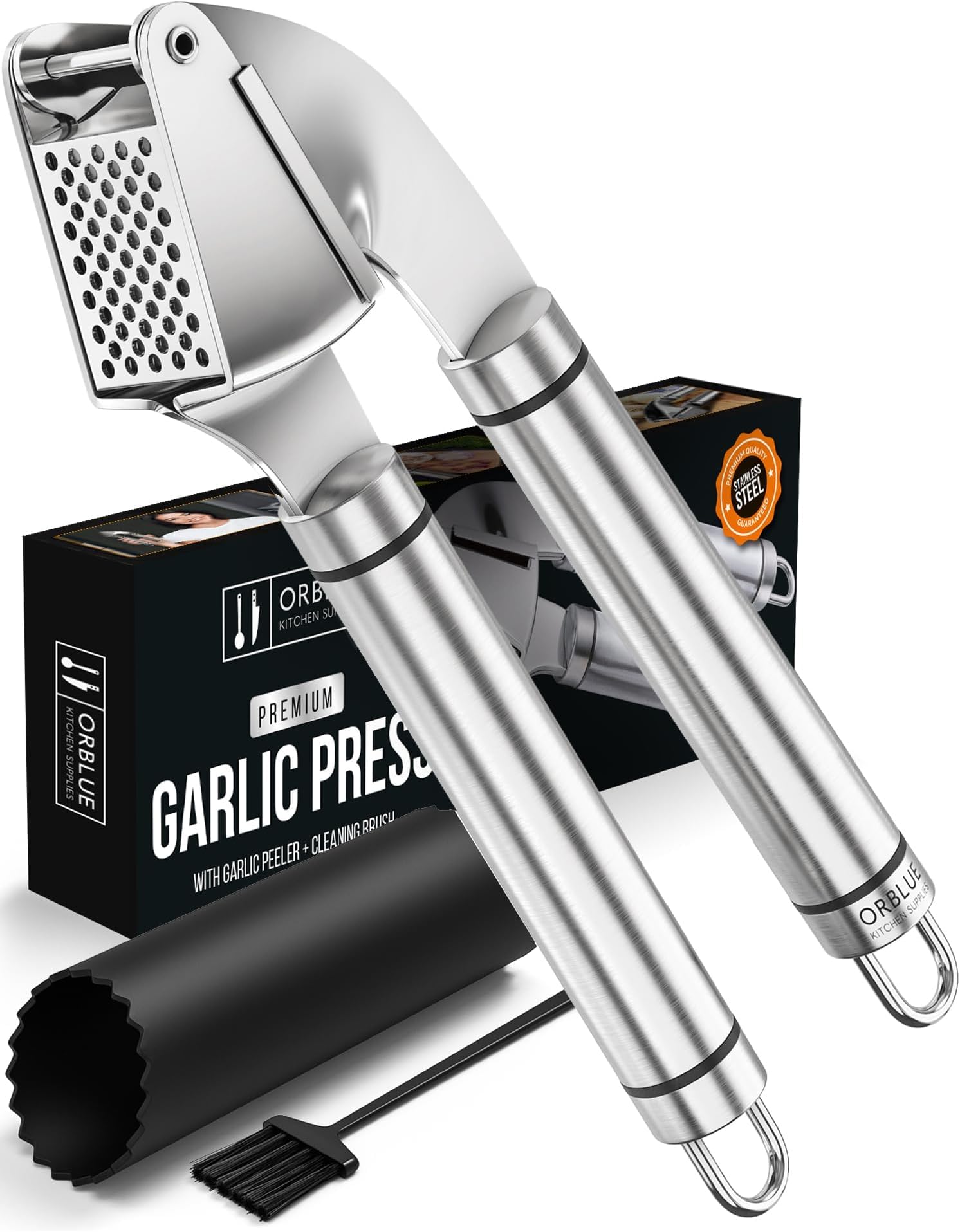 Amazon.com: Garlic Press, 304 Stainless Steel Garlic Mincer & Crusher ...