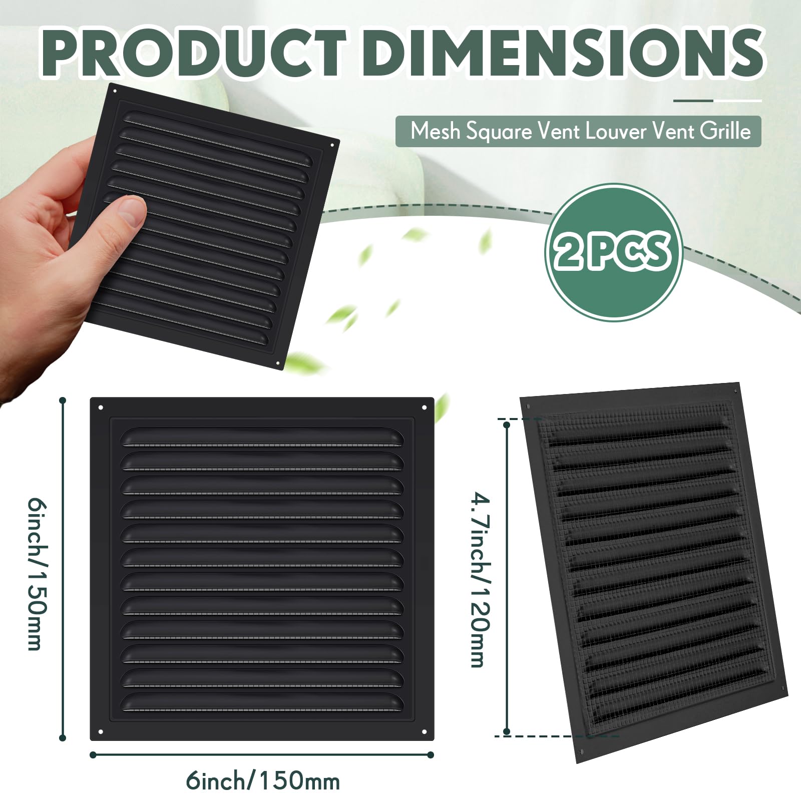 Snapklik.com : Yaocom 2 Pcs Aluminum Attic Vents 6" X 6" Metal Gable ...