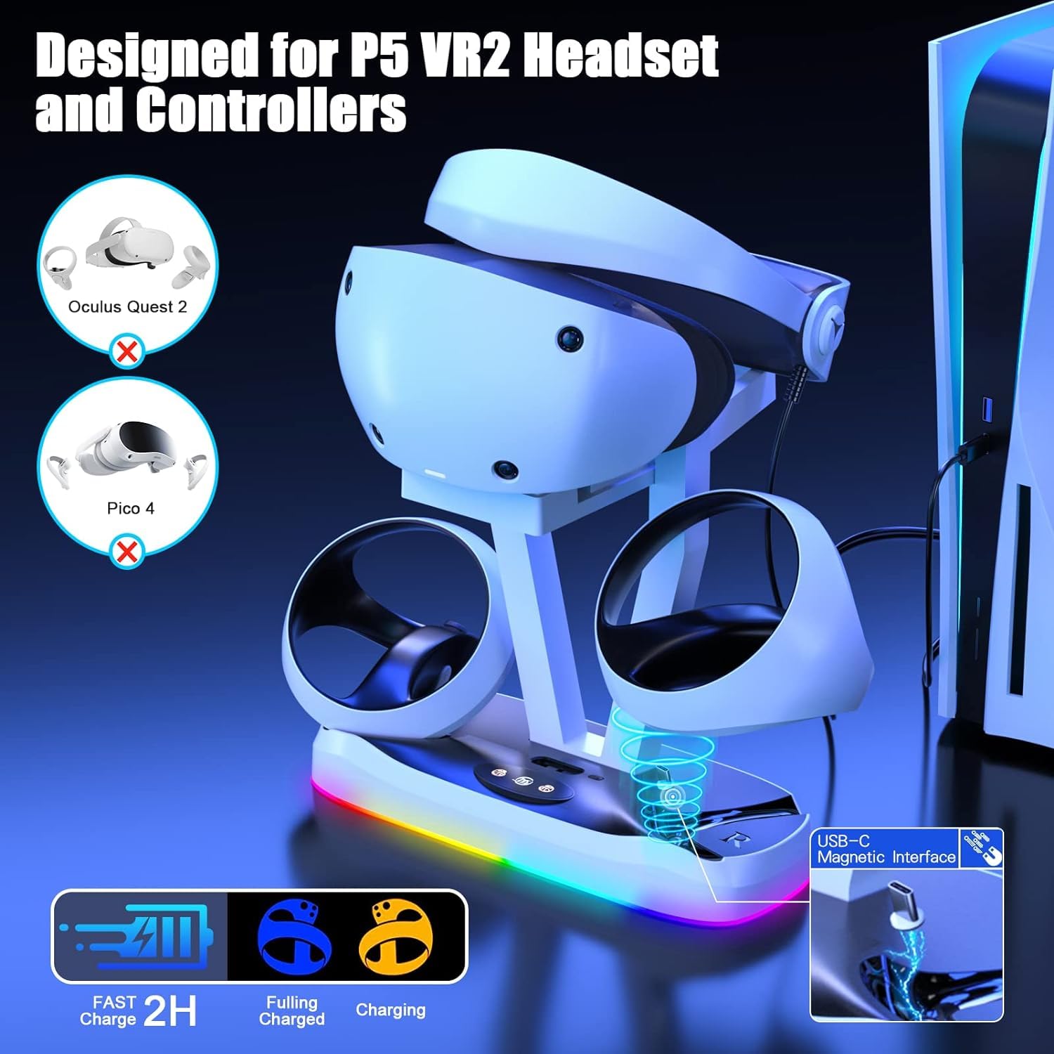 Snapklik.com : 2h Fast Charging Station For PSVR2, Vertical Charging ...