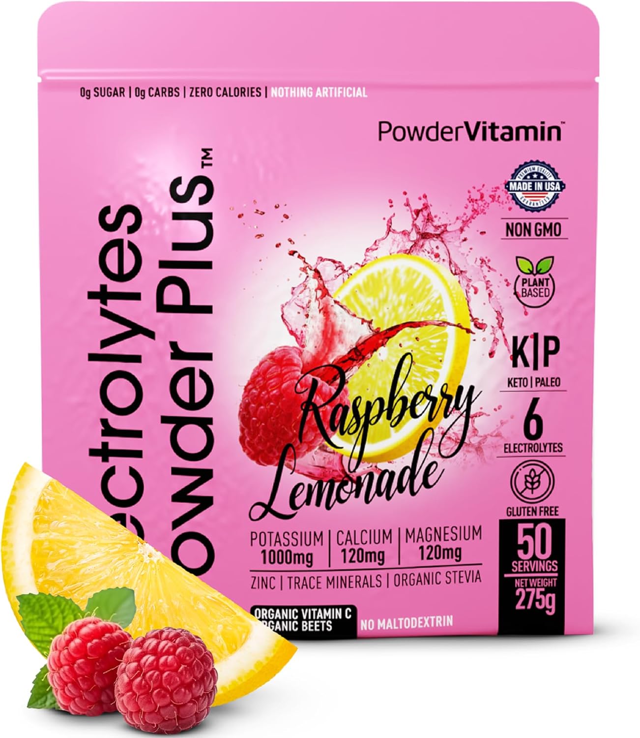 Electrolytes Powder Plus (50 Servings) Raspberry Lemonade Electrolyte ...