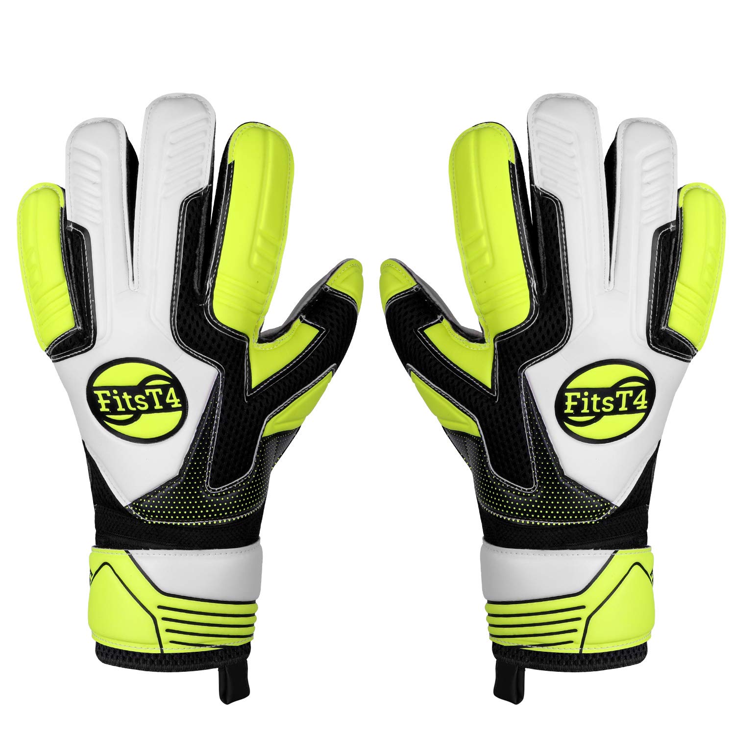 FitsT4 Soccer Goalie Gloves with Strong Grip and Fingersave Spines ...