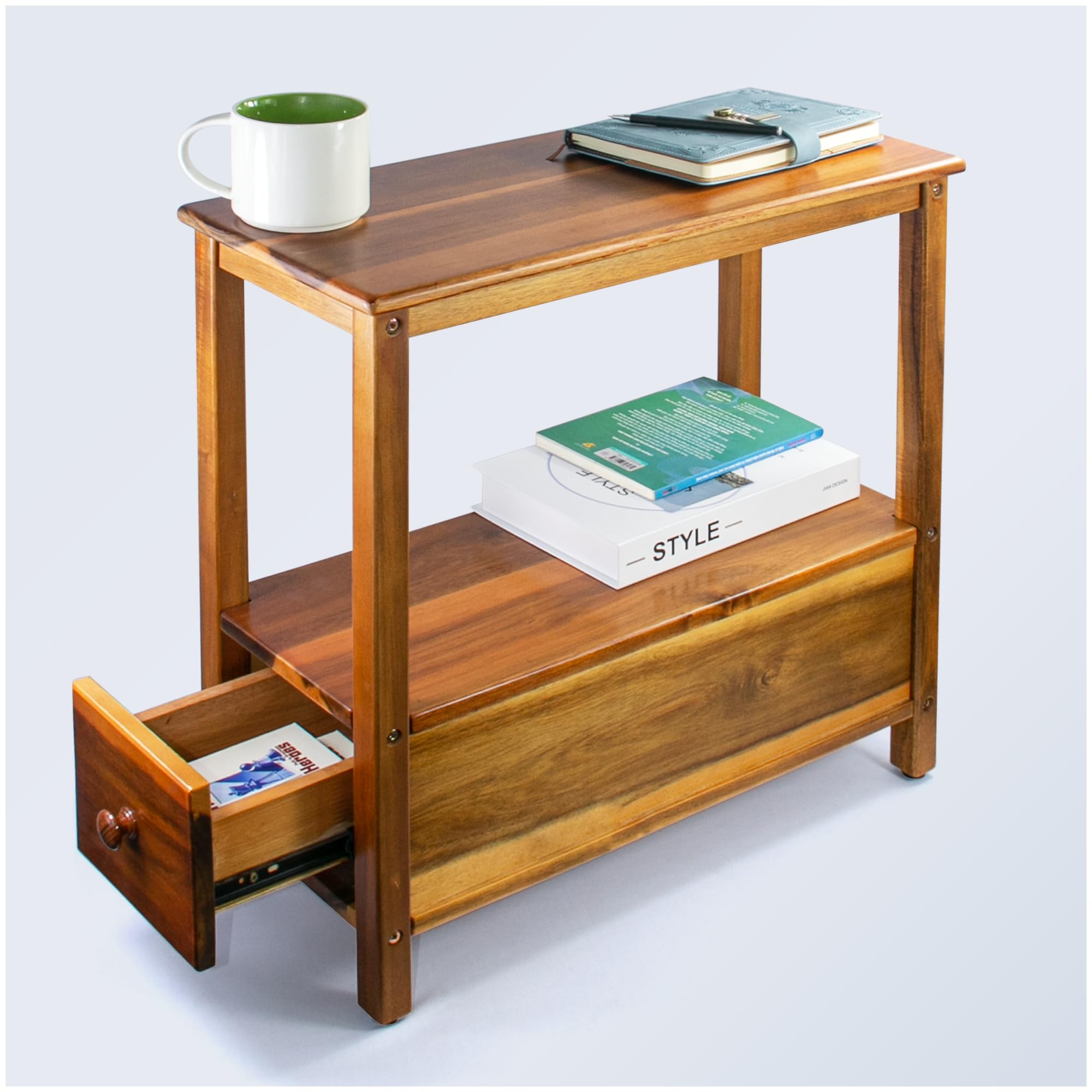 Snapklik.com : ENKEZI Narrow End Table, Narrow Nightstand Bedside Table ...