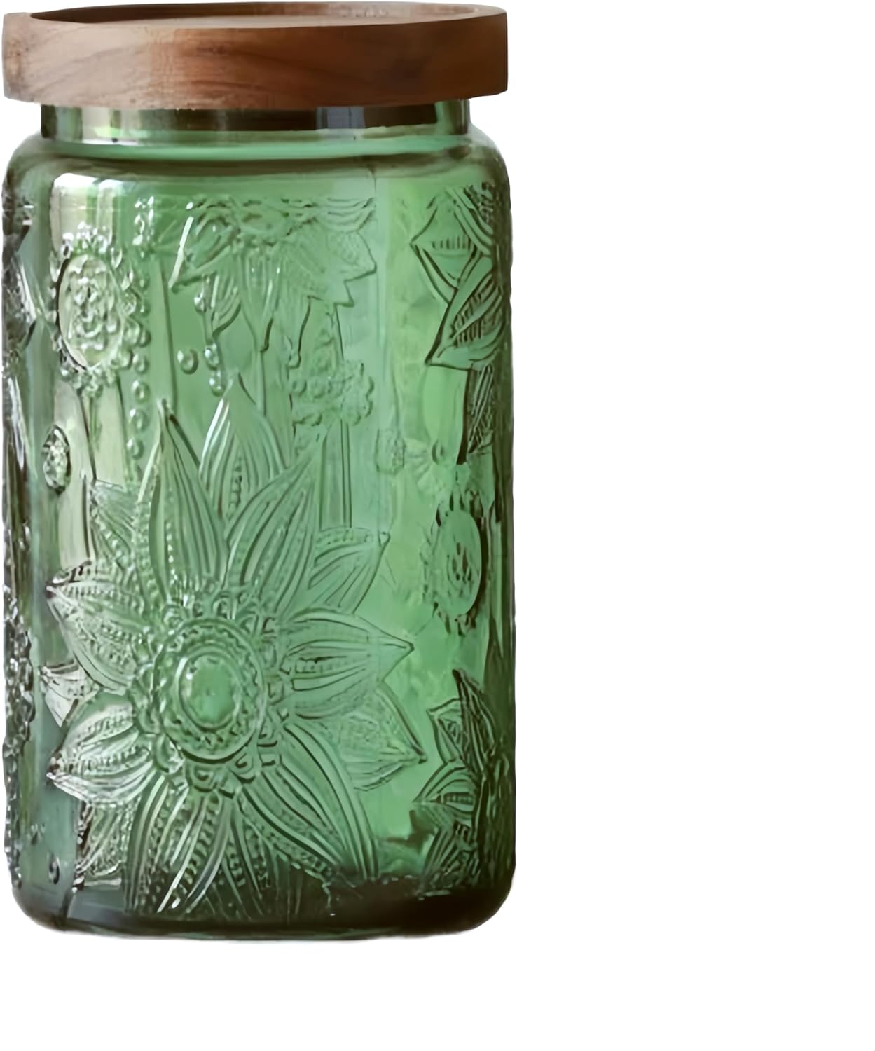 Amazon.com: ANSQU Vintage Glass Storage Jar with Solid Wood Lid ...