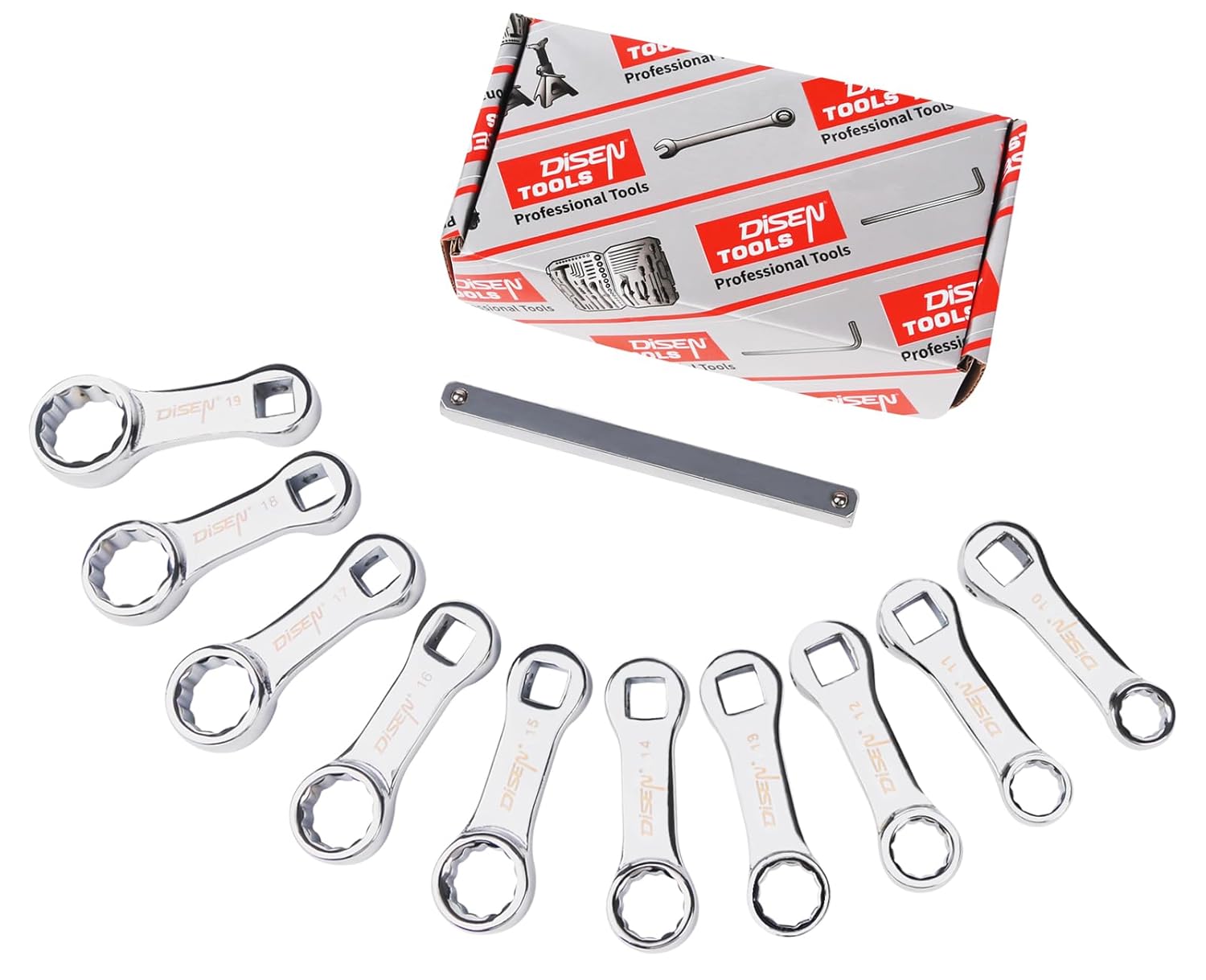 DISEN 10-Piece Metric Torque Wrench Adapter Set (10-19mm) - Chrome ...