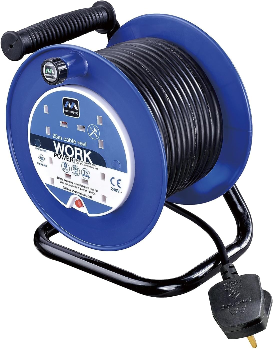 Masterplug, 25 Meter Cable Reel, Extension Lead - 4 socket: Buy Online ...