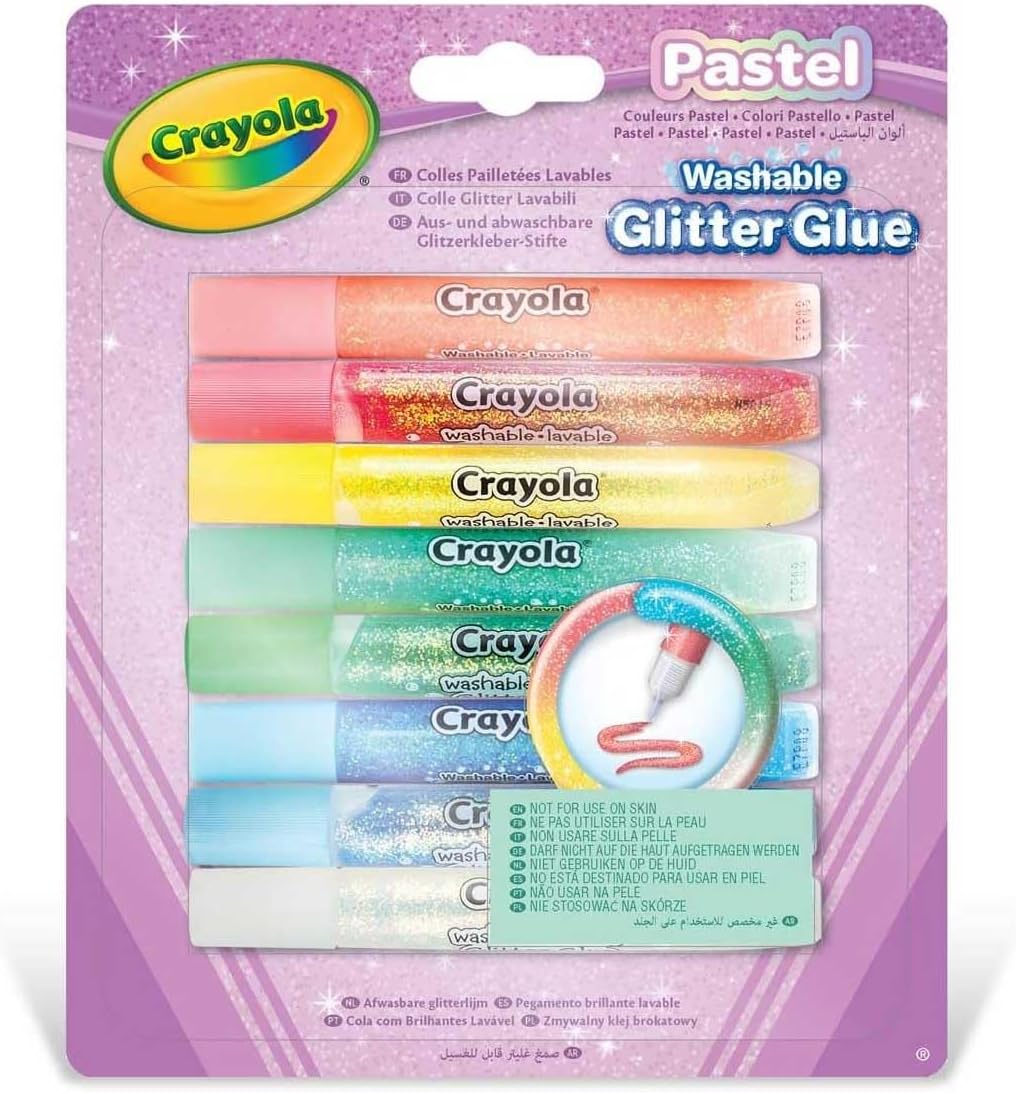 Crayola Pastel – Washable Glitter Glue, Pack of 8, for Crafts, School ...