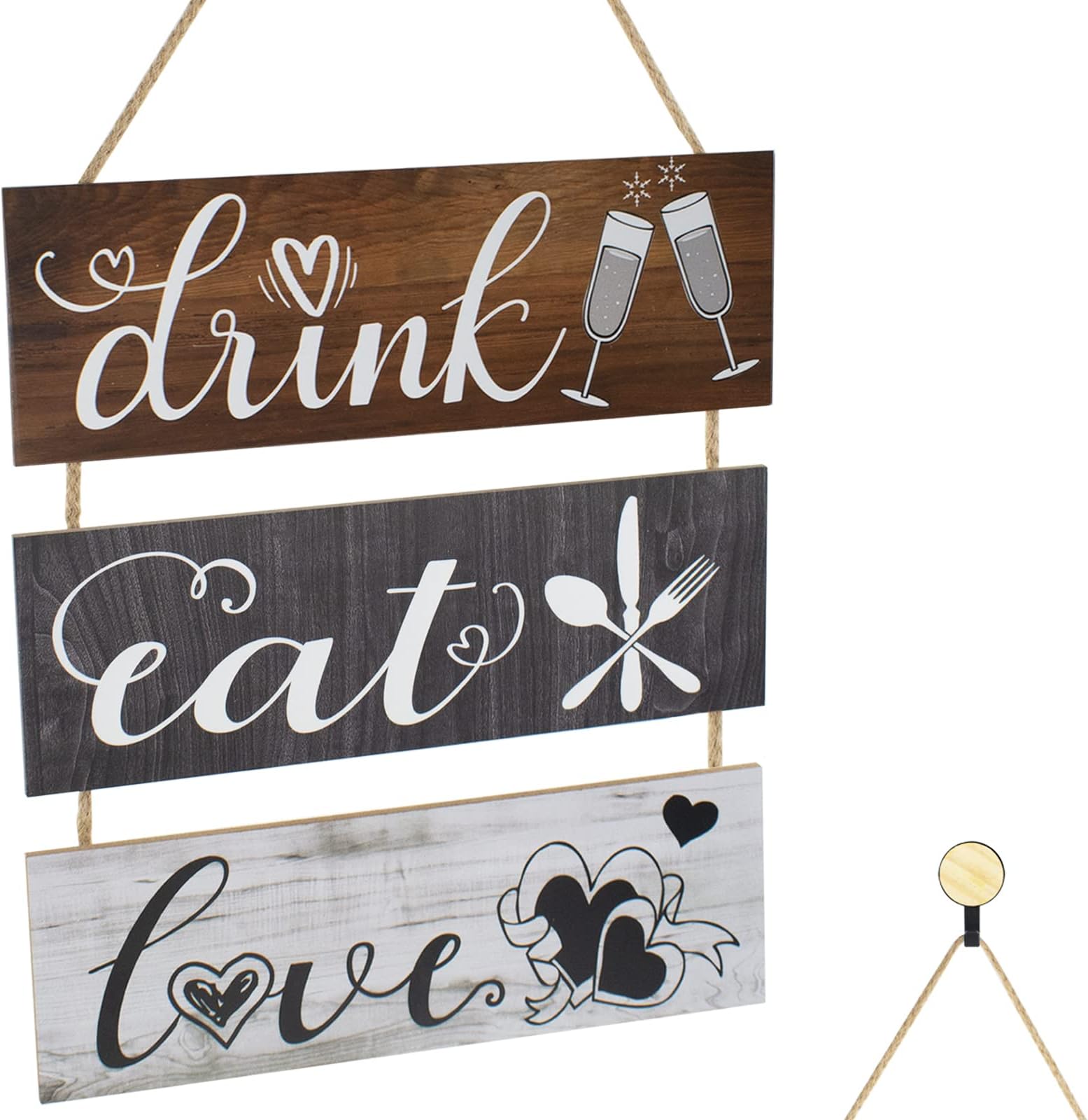 decalmile 4 Pieces Kitchen Wooden Hanging Signs Rustic Wood Bar Sign ...