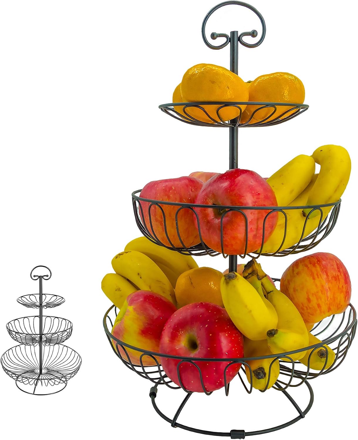 Amazon.com: KLEVERISE 3 Tier Fruit Basket Bowl - Heavy Duty Metal Fruit ...
