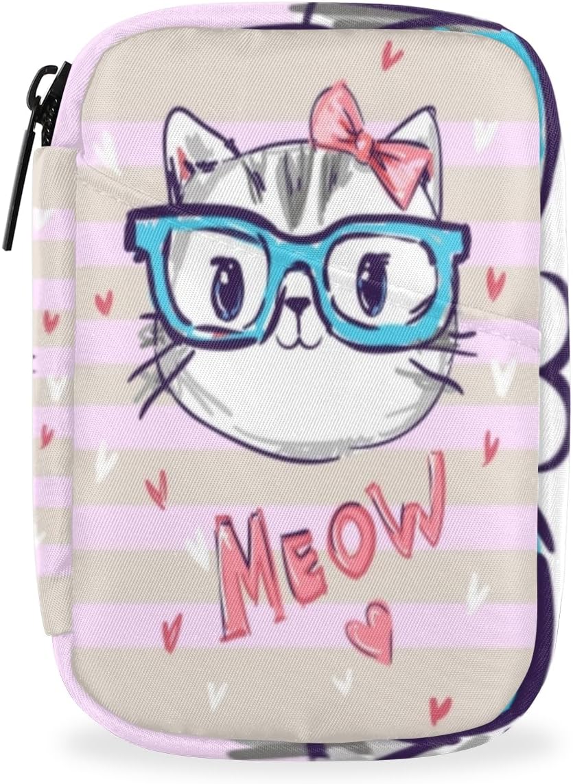 Amazon.com: Pretty Cat Bow Tie Pill Case Bag with Zipper Small Travel ...