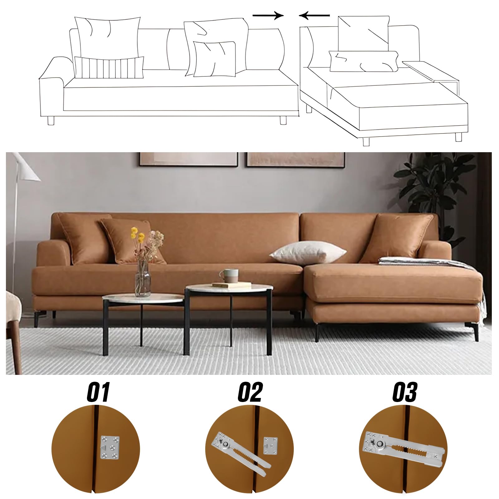 Snapklik.com : 2 Pack Sectional Couch Connector Screws 220mm, Heavy ...