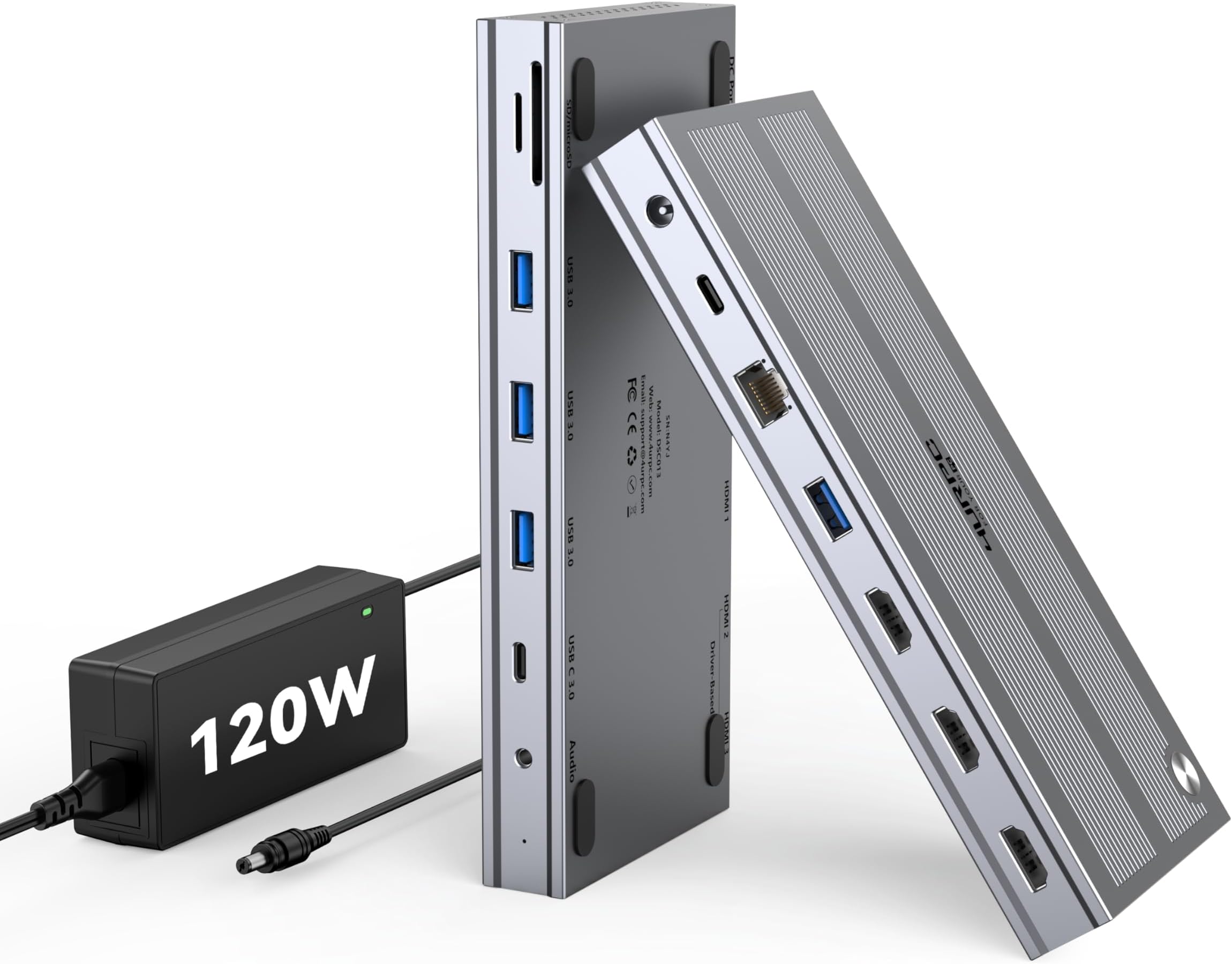 Amazon.com: USB C Docking Station 3 Monitors with 120W Power Adapter ...