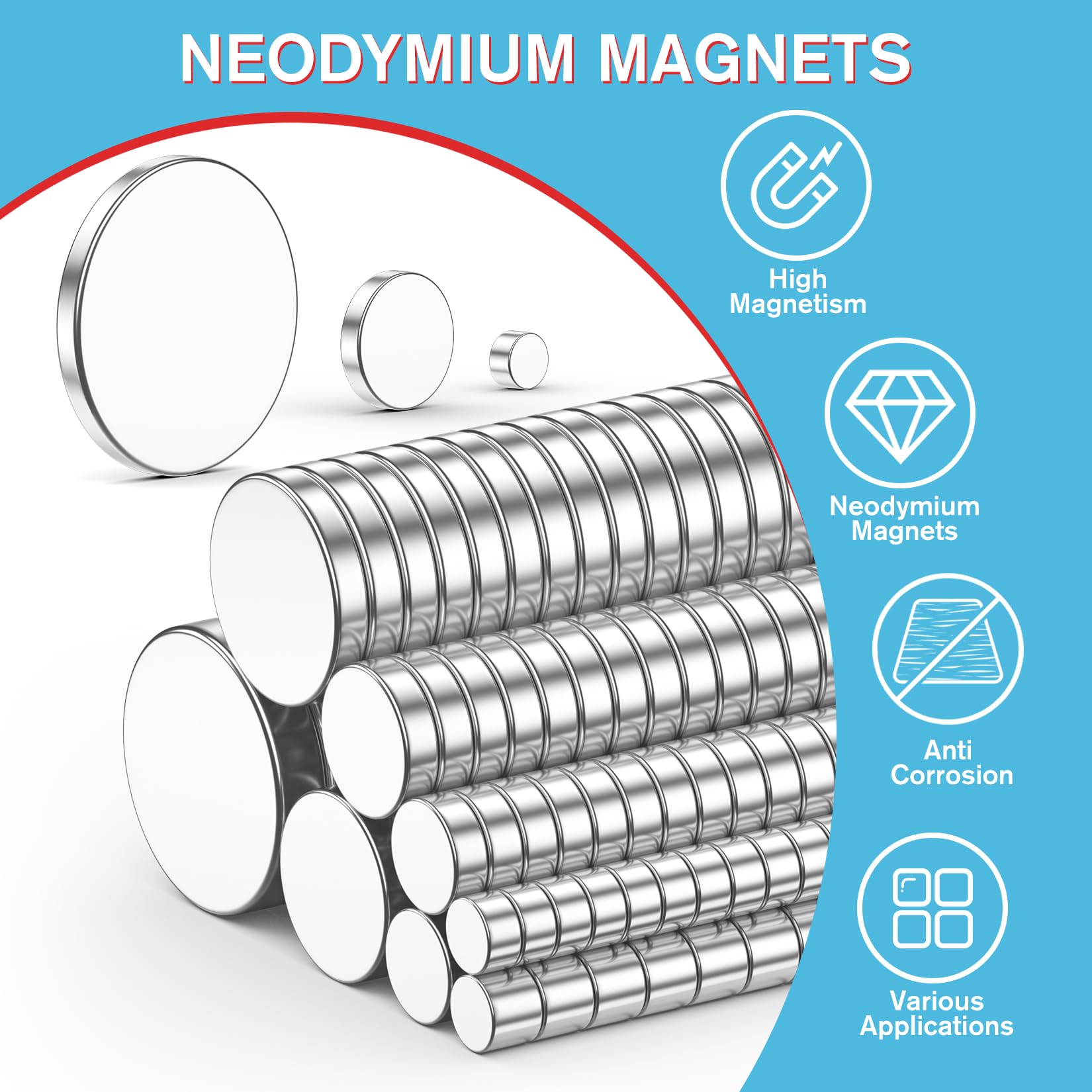 Snapklik.com : Junarter 100Pcs Multi-Use Small Magnets 8x3mm Fridge ...