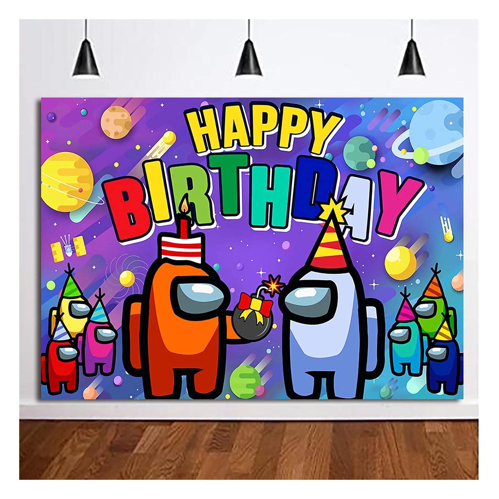 Among Us Photography Backdrops Happy Birthday Banner Decorations Photo ...