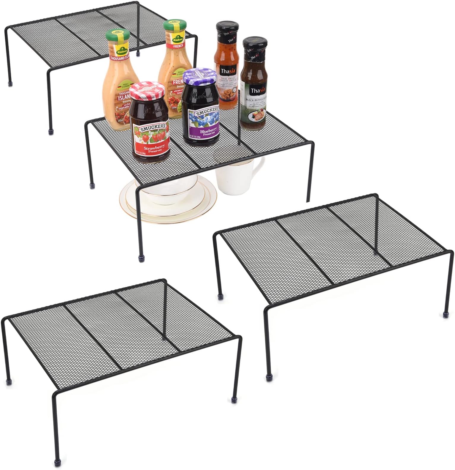 Amazon.com: Cabinet Storage Shelf Rack Set of 2 Large (13.8 x 8.5 inch ...