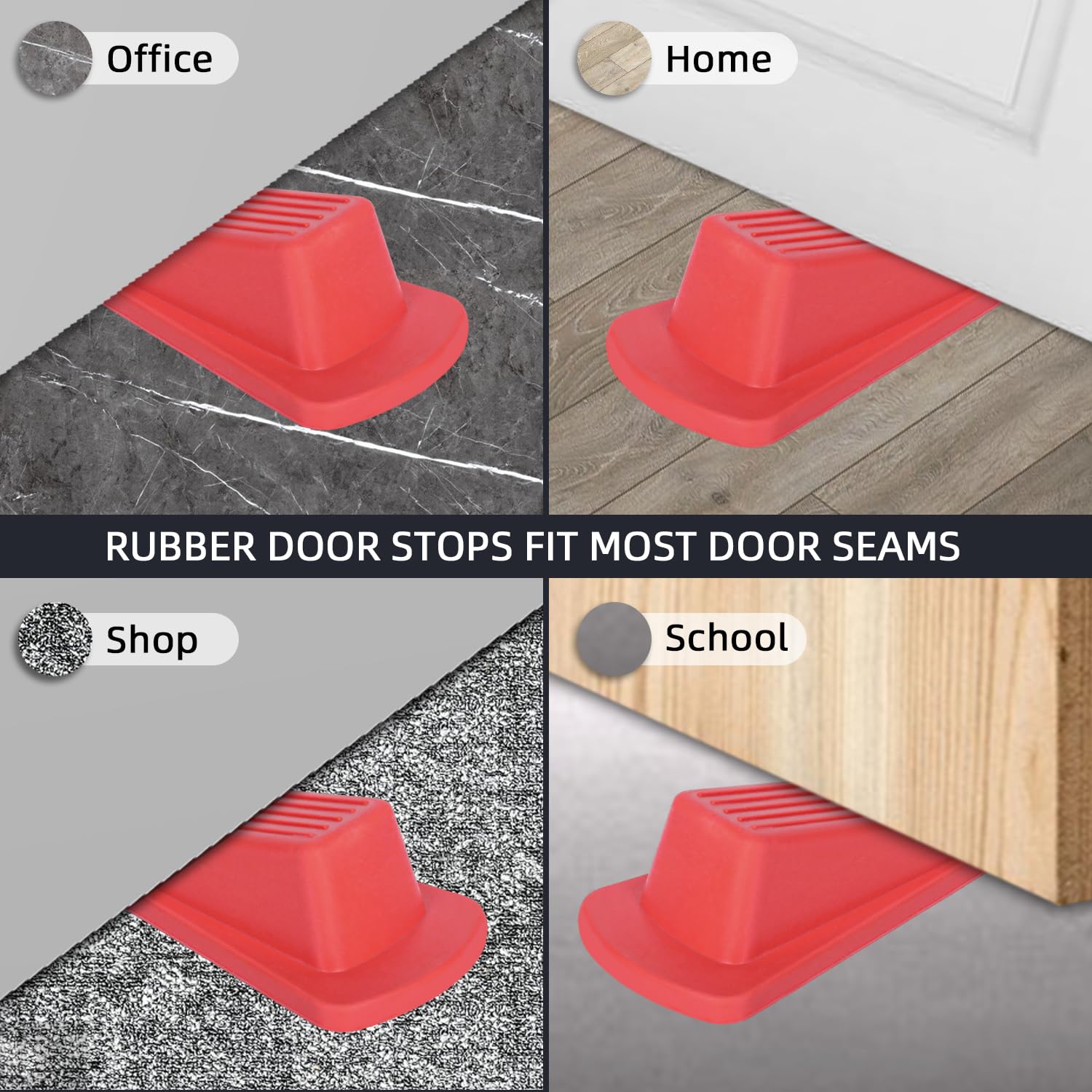 Snapklik.com : 4 Pack Premium Rubber Door Stoppers Wedge, Door Stops ...