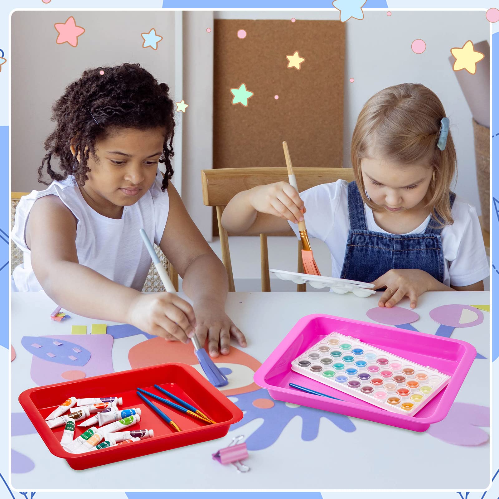 16 Pcs 14 x 10 x 2 Inch Kids Activity Plastic Trays Art Trays for Kids ...