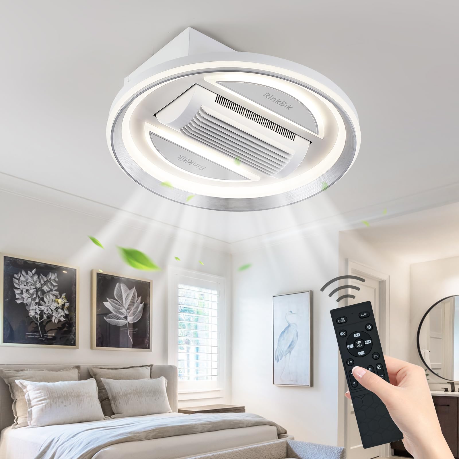 Amazon.com: RinkBik Bladeless Ceiling Fan with Light and Remote, 6 ...