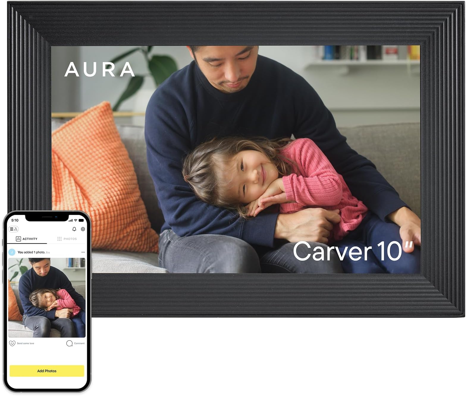Aura Carver WiFi Digital Picture Frame | The Best Digital Frame for Gifting | Send Photos from ...